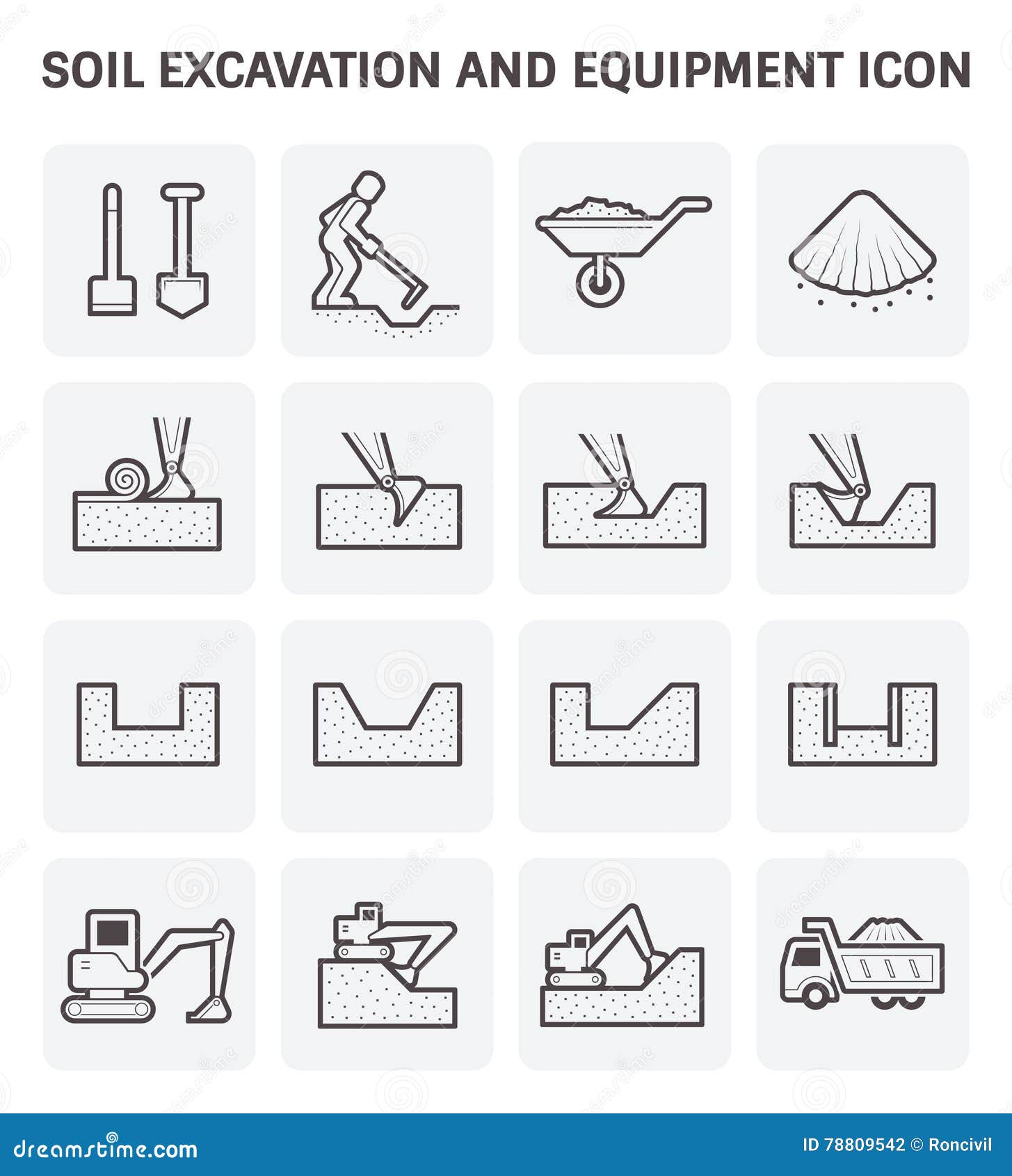 Soil excavation icon stock vector. Illustration of machine - 78809542