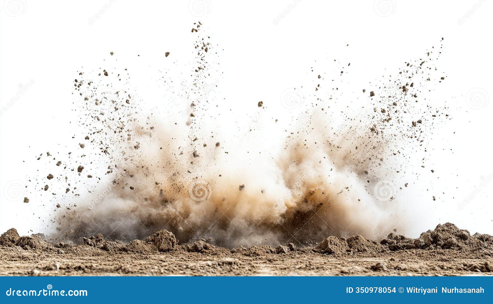 Soil Explosion with Dust and Debris Isolated on White Background Stock Illustration ...