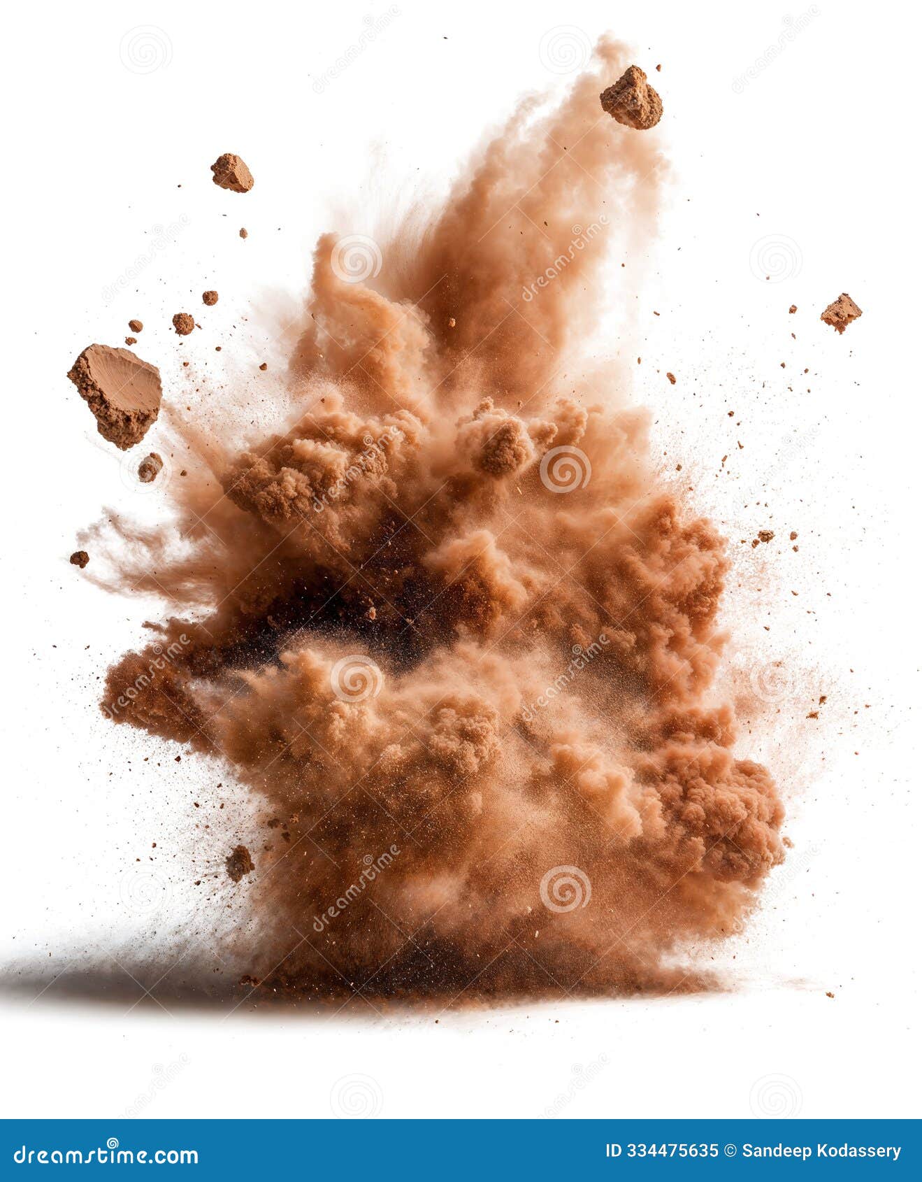 Soil Explosion with Flying Debris, Transparent Background Stock Image ...