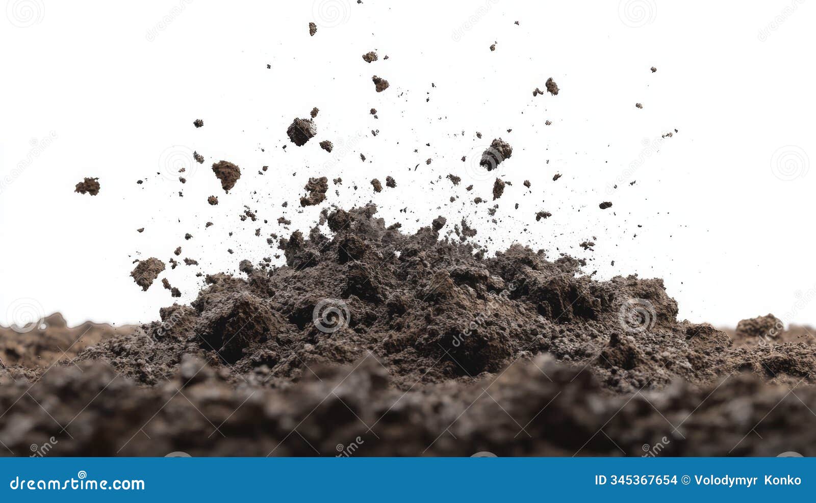 Soil Explosion with Particles Scattering on Transparent Background ...