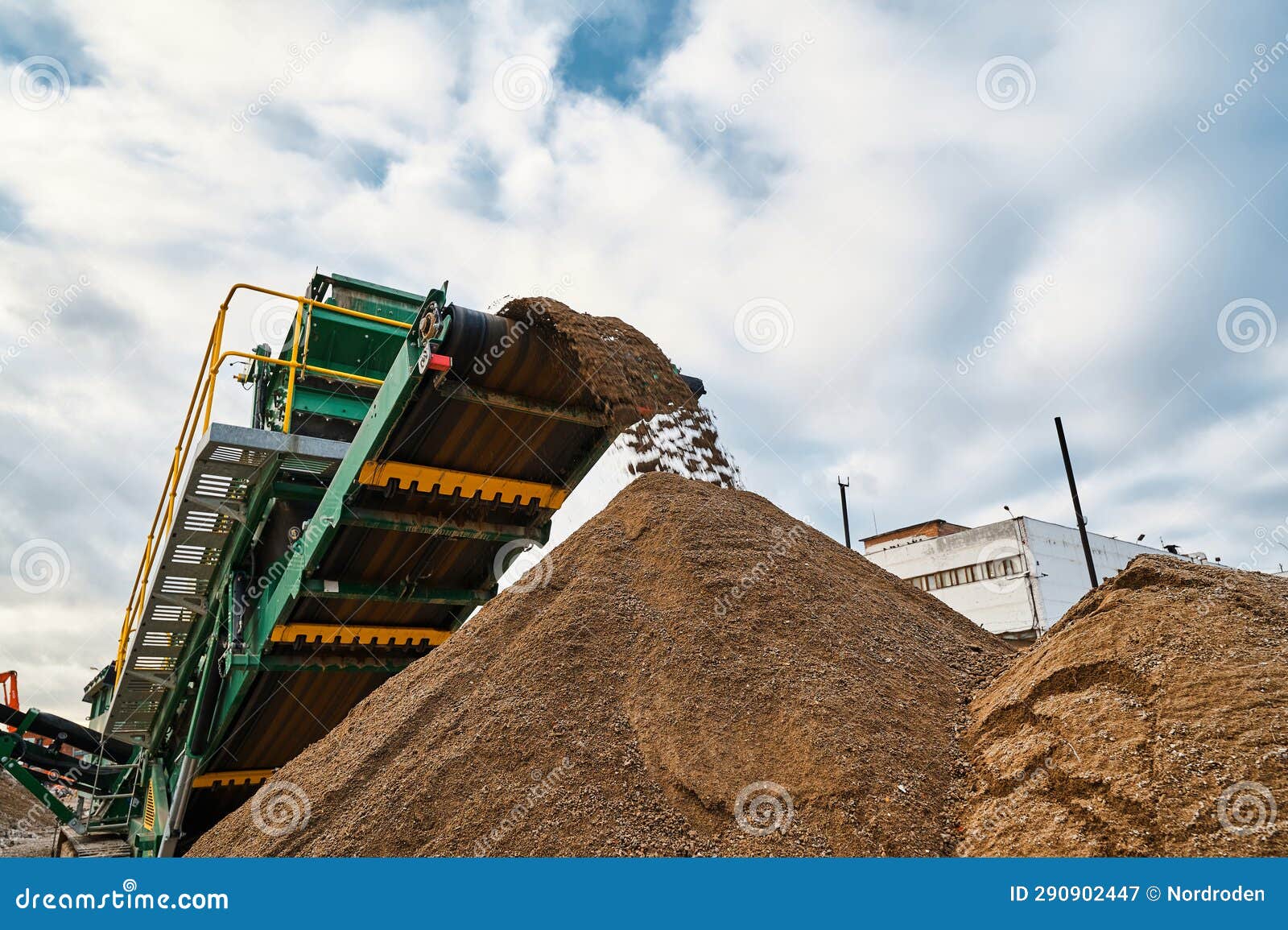 Soil Falls from Conveyor of Crushing and Sorting Complex Stock Image ...