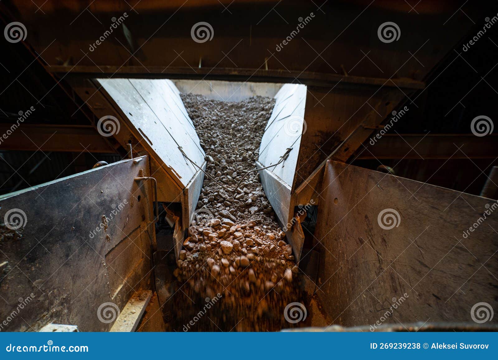 Soil Falls from Conveyor of Crushing and Sorting Stock Photo - Image of ...