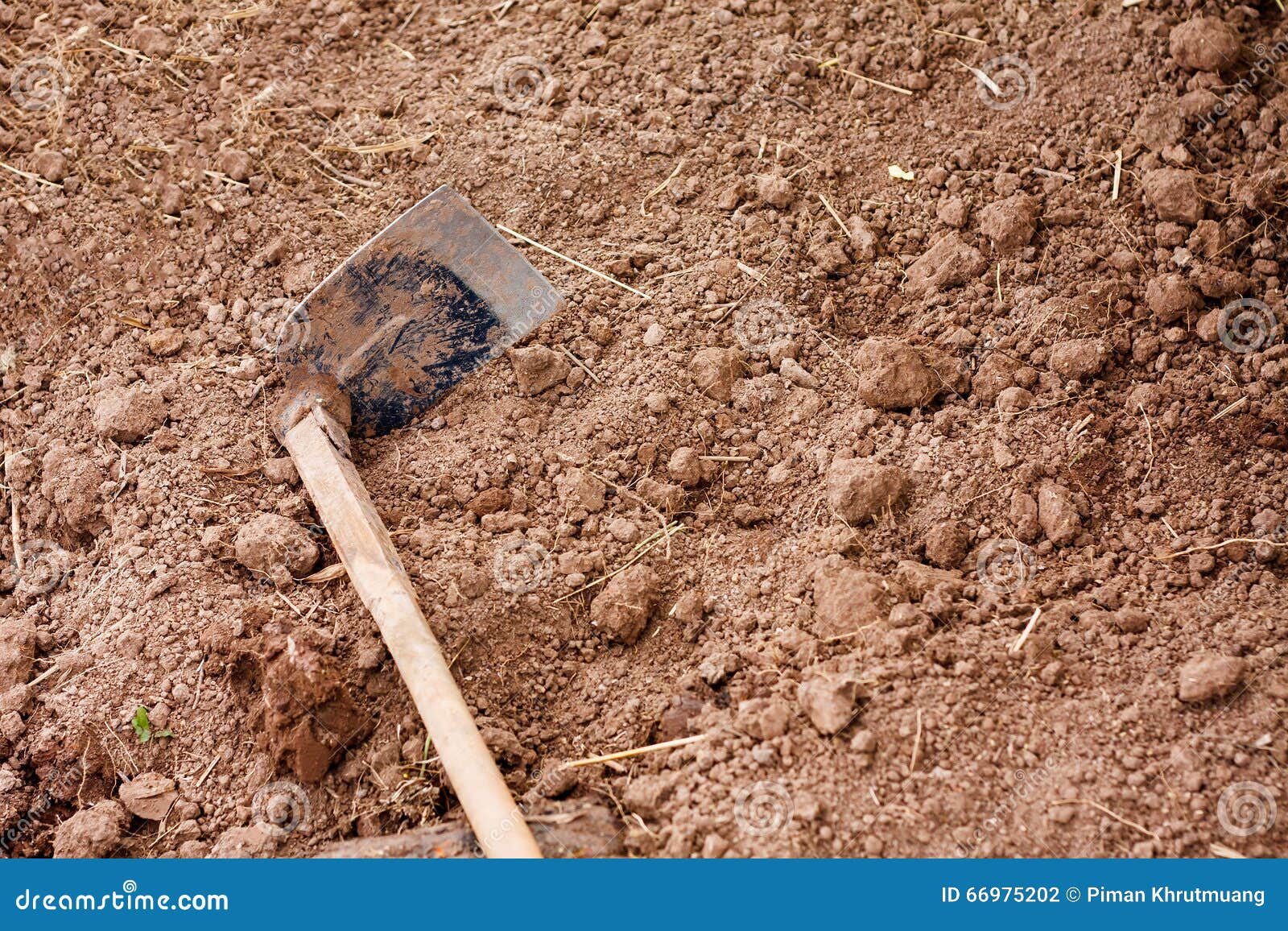 Soil with Hoe stock photo. Image of dirt, summer, tools - 66975202