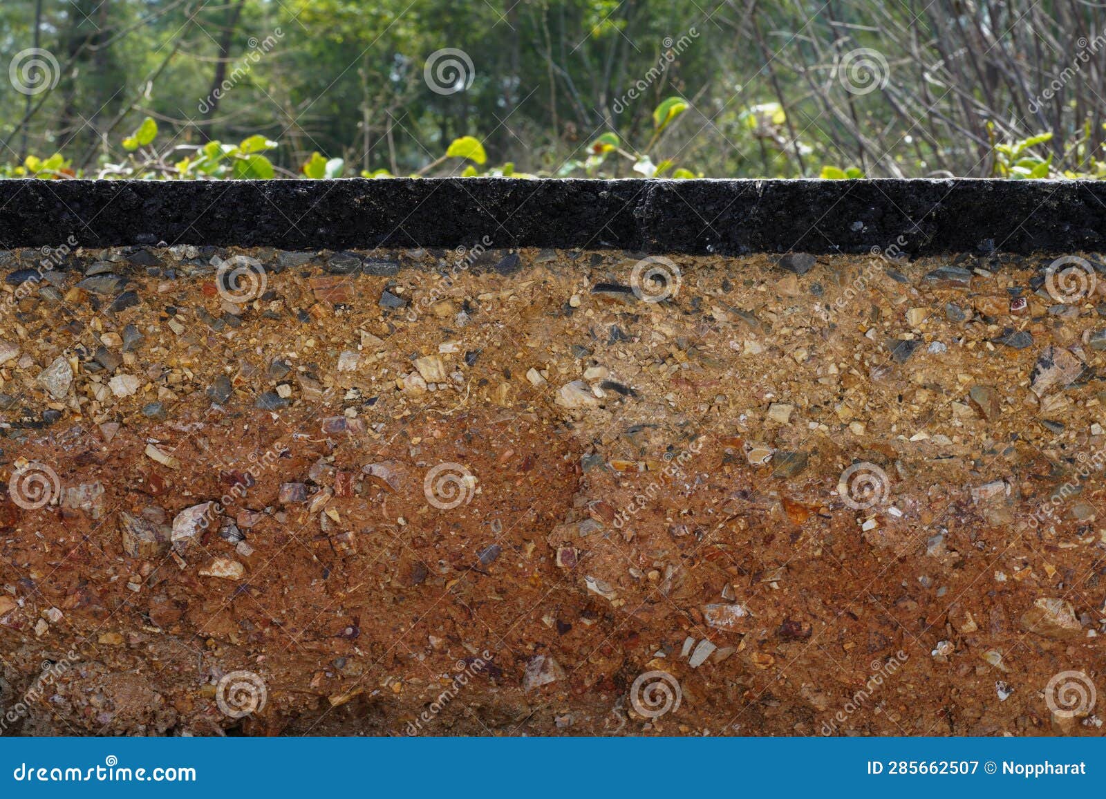 The Soil Layer of the Road Collapsed Stock Image - Image of horizontal ...