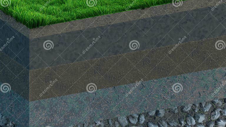 Soil Layers with Realistic Grass and Earths Crust Stock Illustration ...