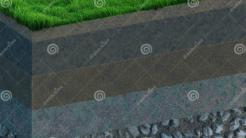 Soil Layers with Realistic Grass and Earths Crust Stock Illustration ...