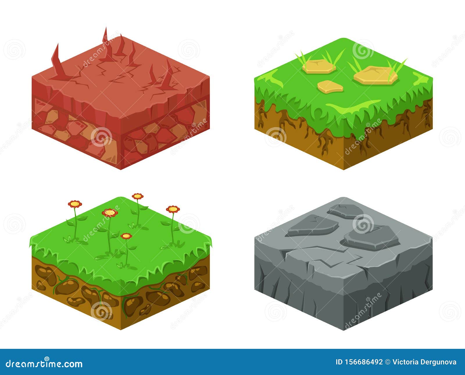 Soil Layers Vector Isometric 3d Set Stock Vector - Illustration of ...
