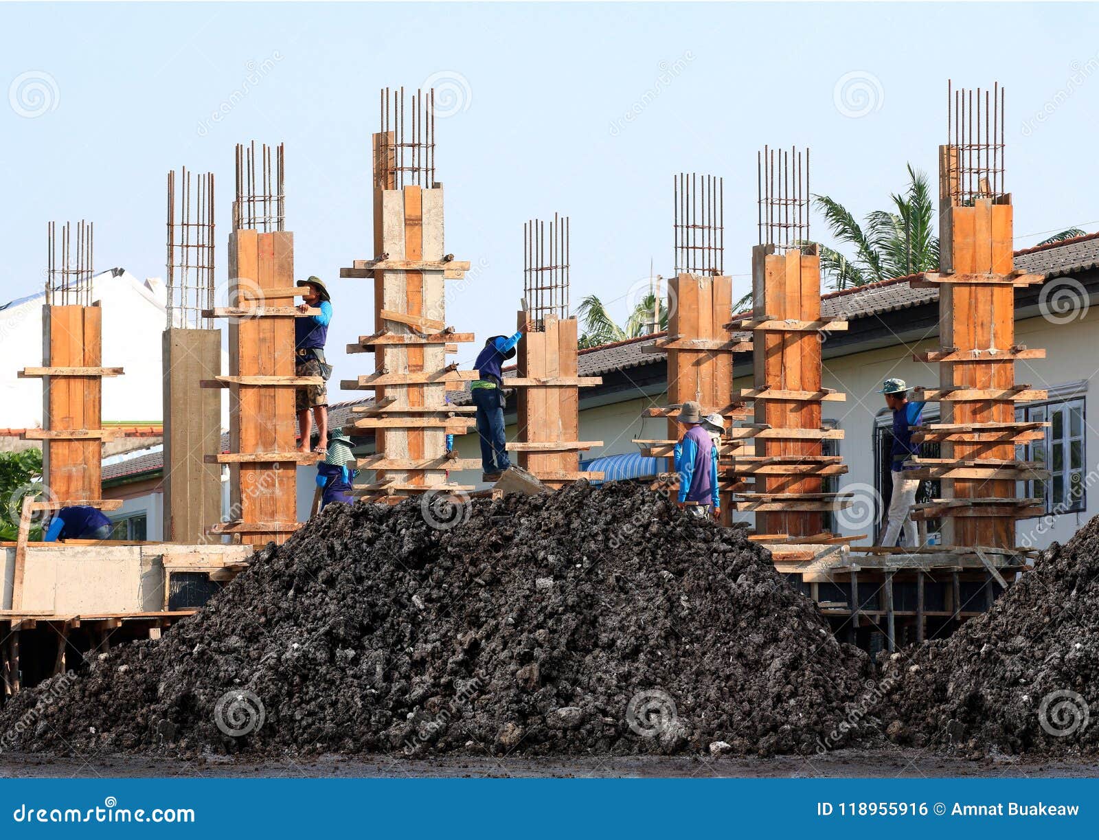 Clay Wet Black and Construction Site, Construction Workers, People ...