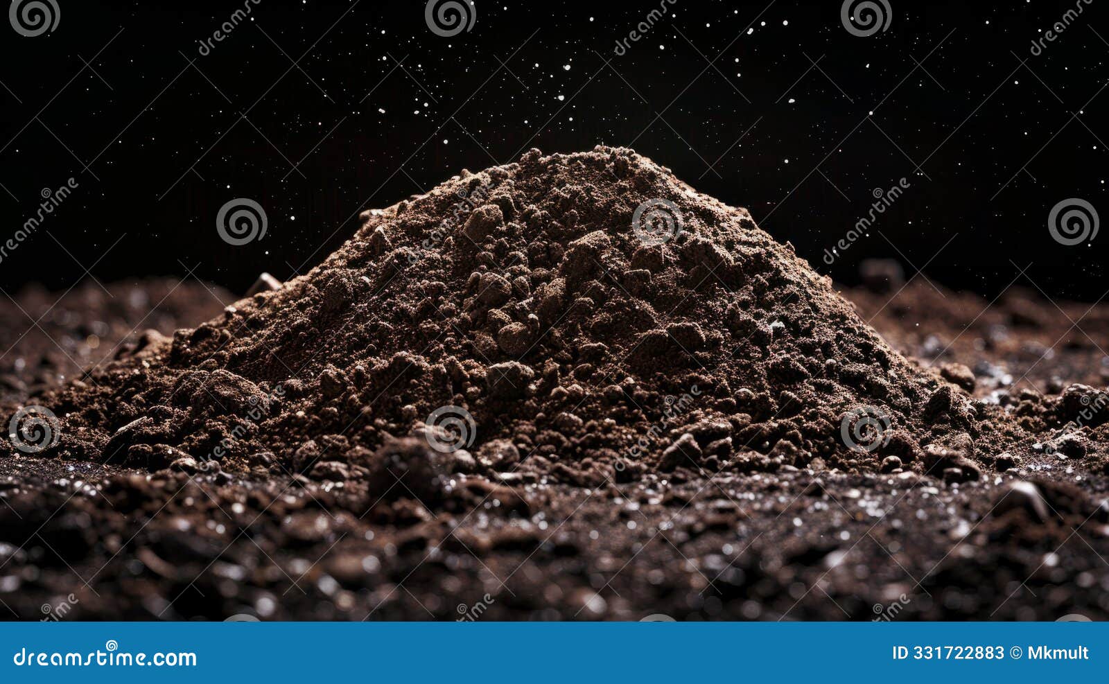 Soil Mound with Moisture Droplets Captured in Low Light Stock Image ...
