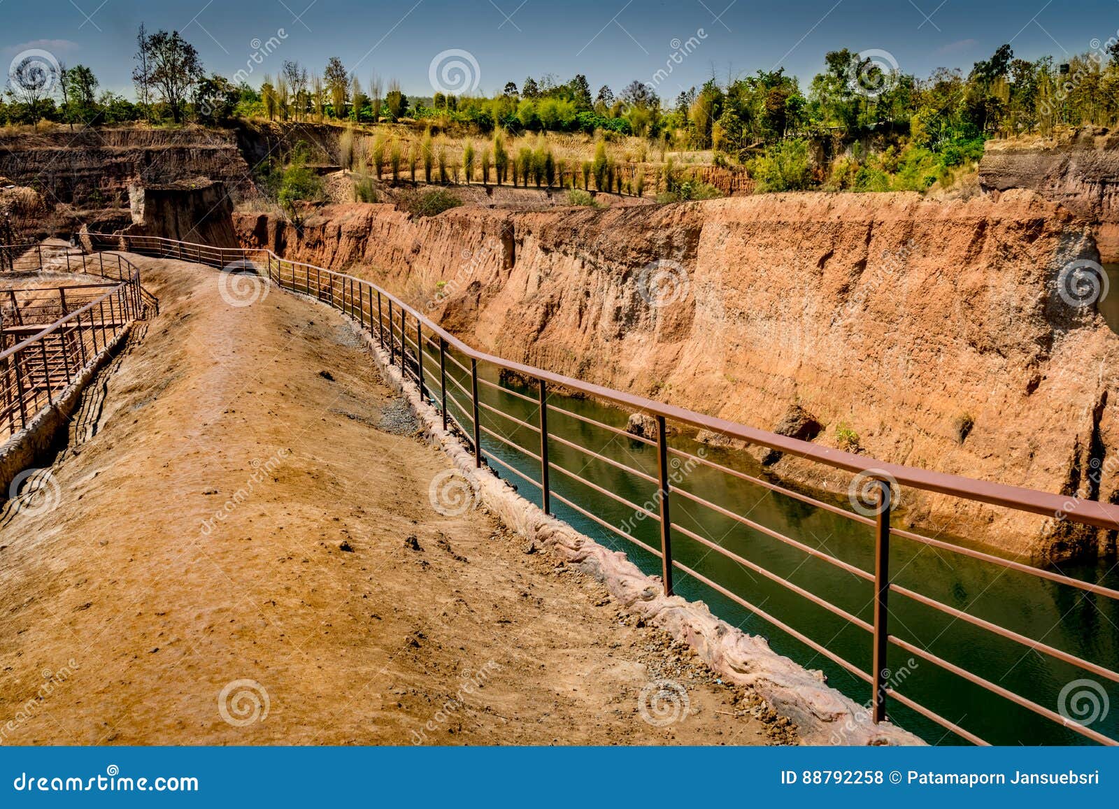 Soil Pathway with Iron Railing Stock Photo - Image of grand, excavation ...