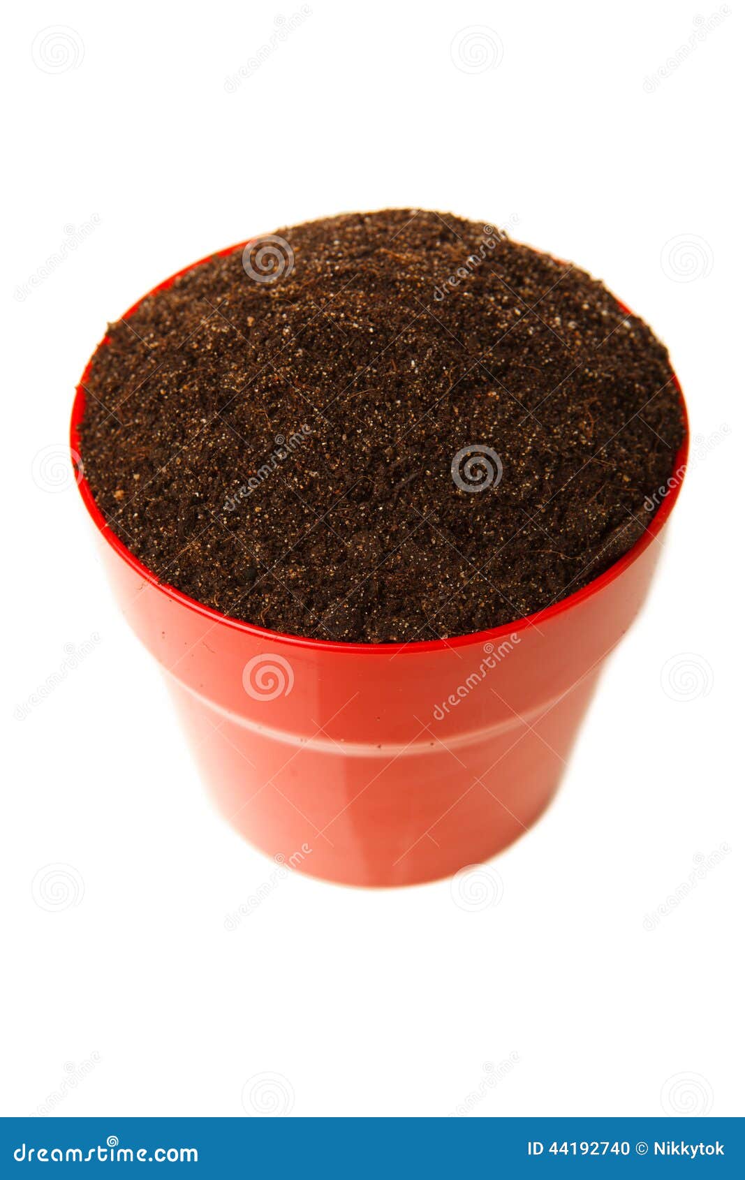 Soil in the red pot stock photo. Image of piece, garden - 44192740