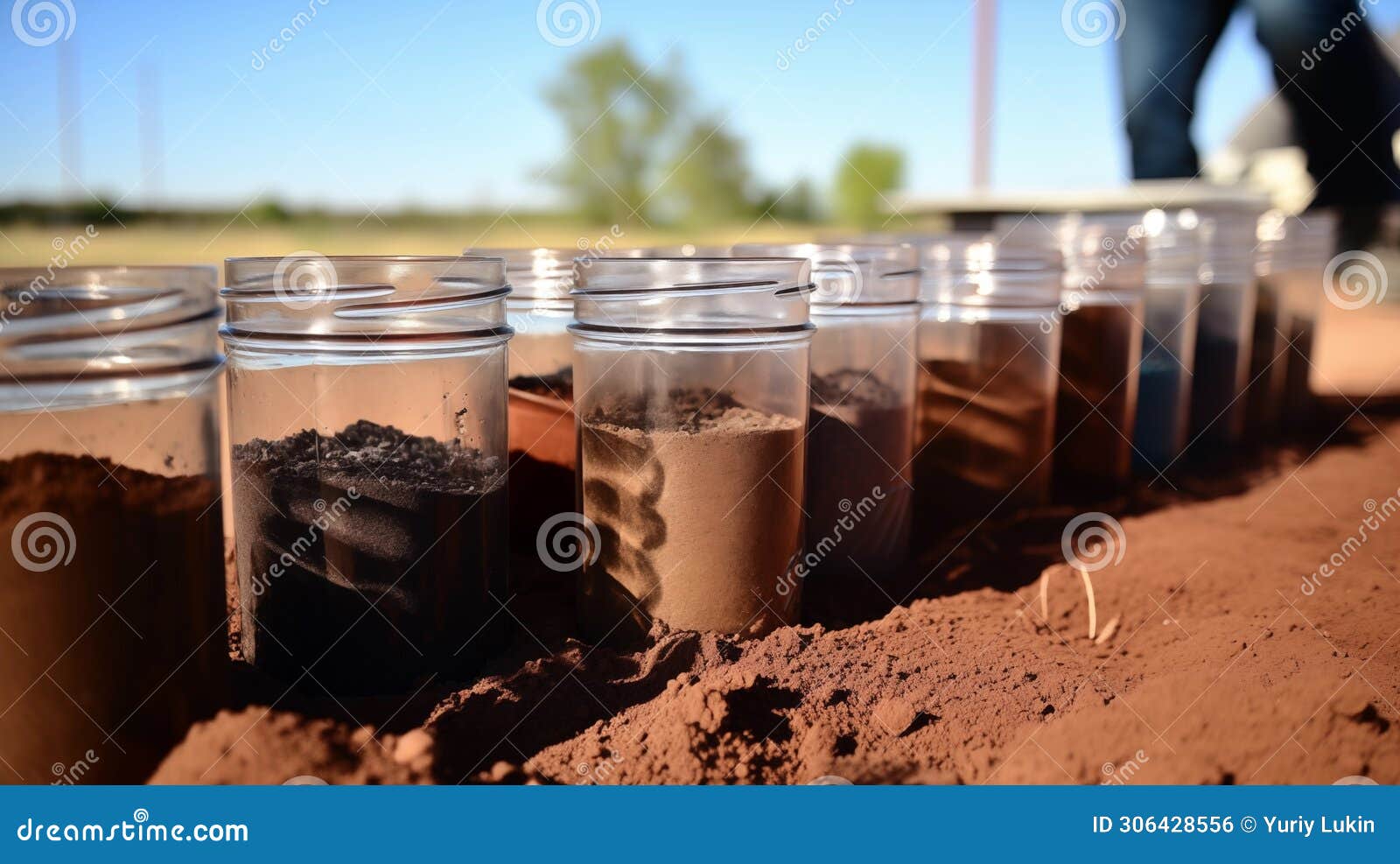 Soil Samples in the Field in Glass Containers. Generated by AI Stock ...
