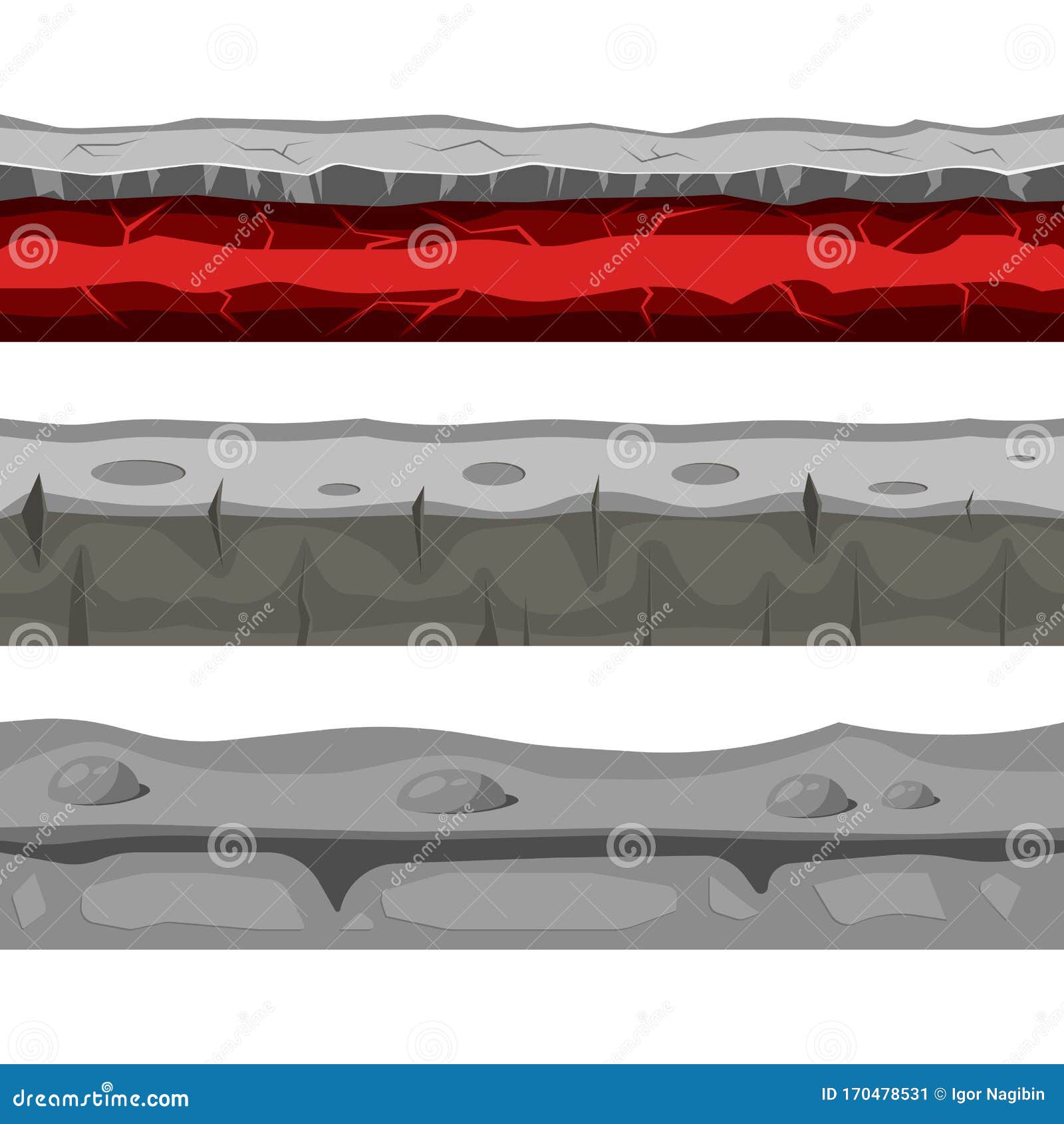 Soil Seamless Layers. Layer of Soil with Grass and Stones. the Texture ...