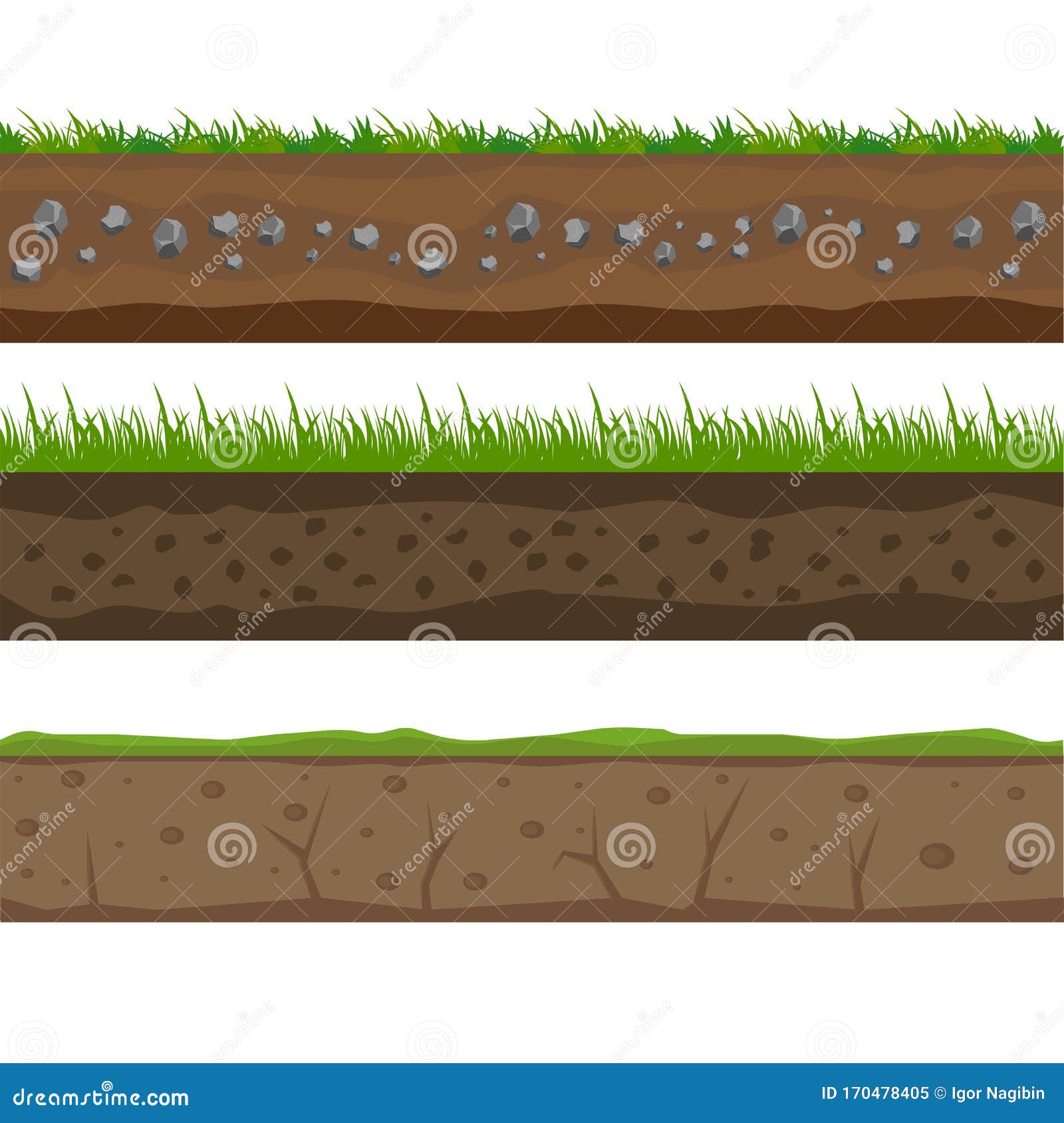 Soil Seamless Layers. Layer of Soil with Grass and Stones. the Texture ...