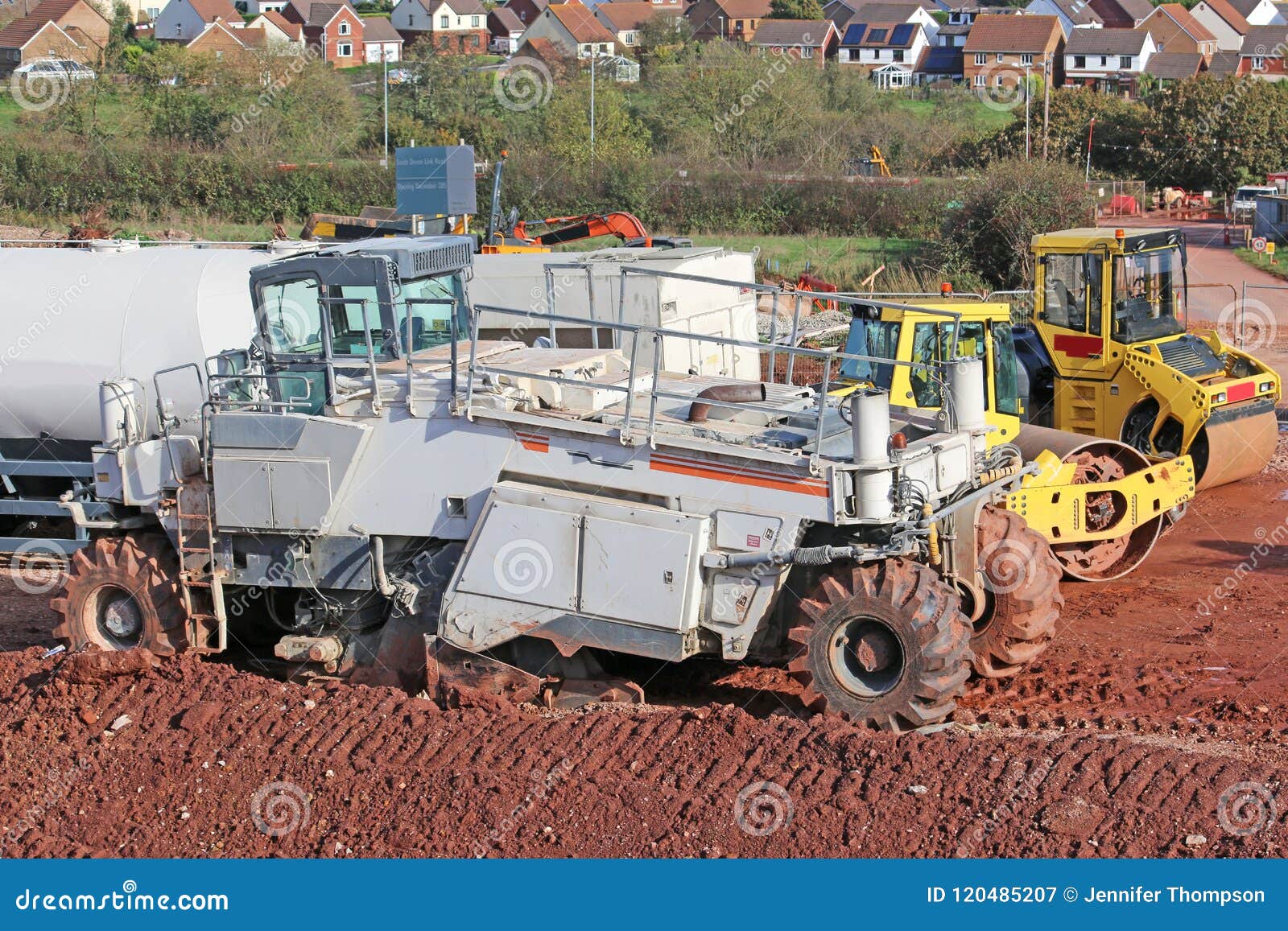 Soil Stabiliser on a Construction Site Stock Image - Image of roadworks ...