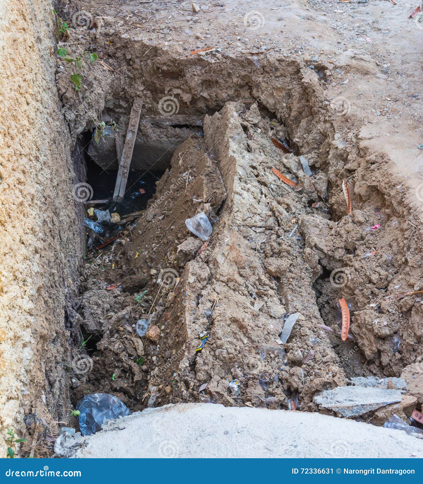 Soil subside stock image. Image of landslide, environment - 72336631