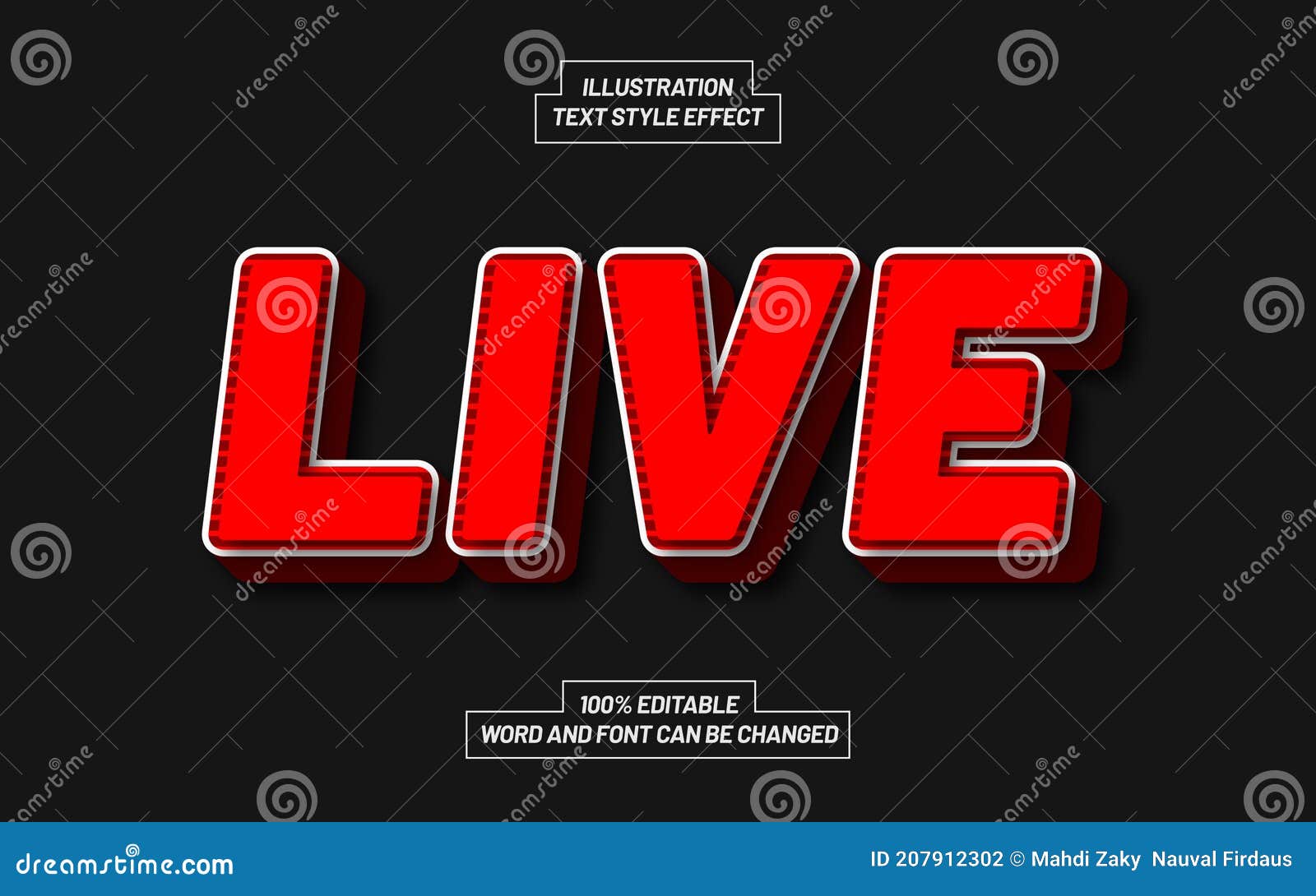Live Red Text Style Effect stock vector. Illustration of abstract ...