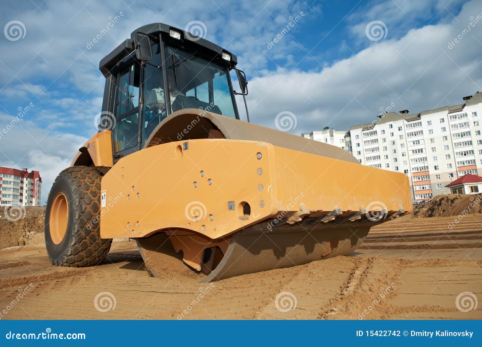 Soil Vibration Compactor at Work Stock Photo - Image of development ...
