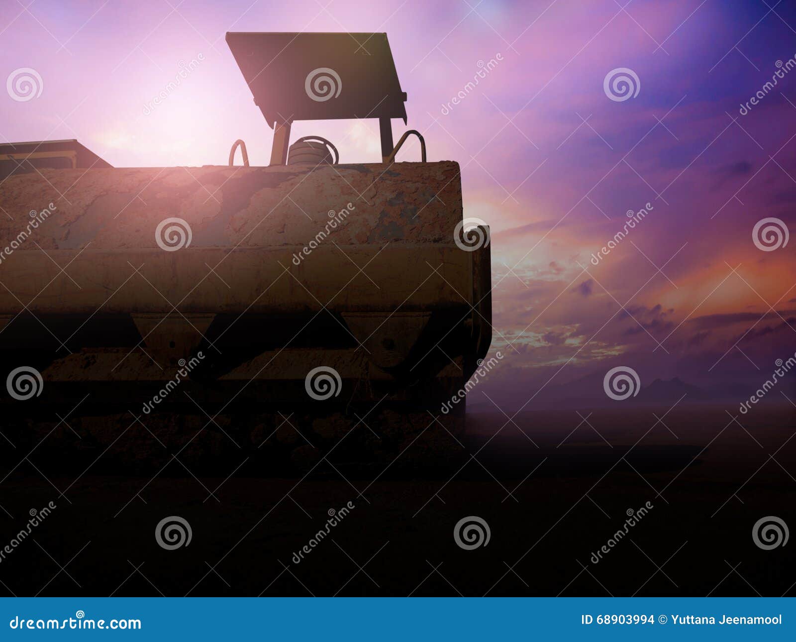 Soil Vibration Roller during Sand Compacting Works at Construction Site ...