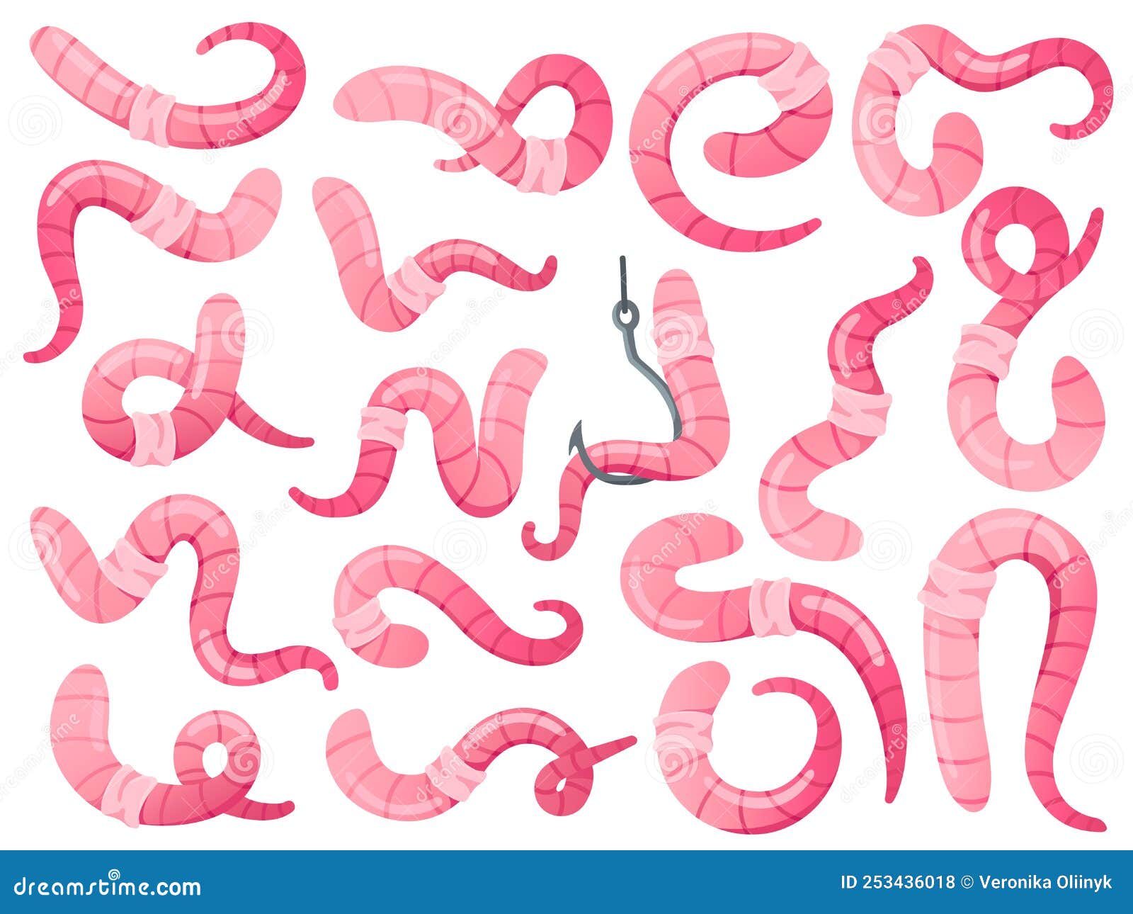 Set Of Curled Earthworms Silhouette. Invertebrate Crawling Worms ...