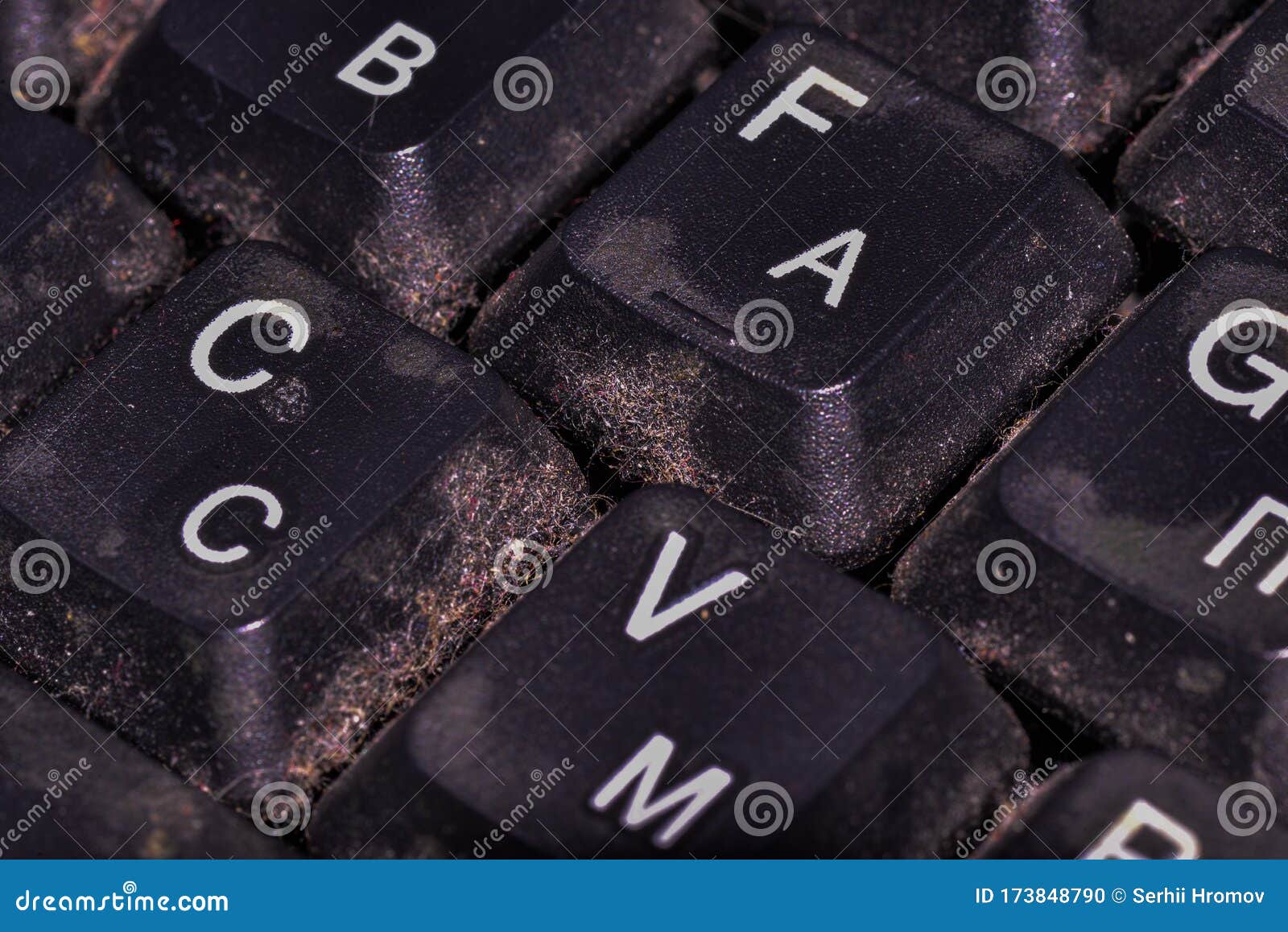 Soiled Computer Keyboard, Sloppy User, Dirt and it Stock Photo - Image ...