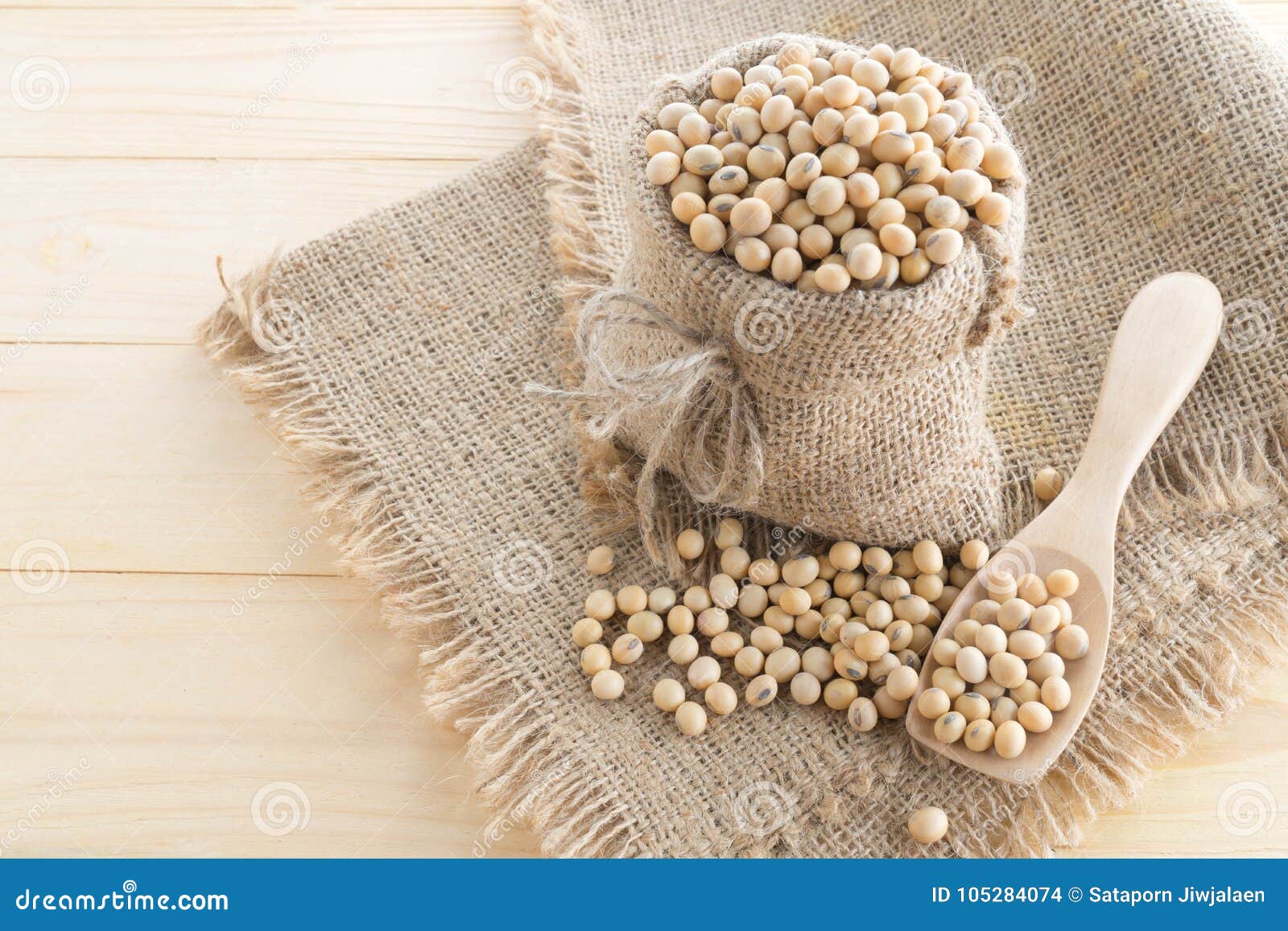 Sojaboon in hennepzak stock foto. Image of proteïne - 105284074