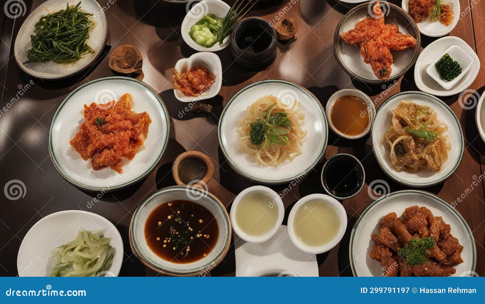 Soju Bottles and Korean Side Dishes on the Menu Stock Illustration ...