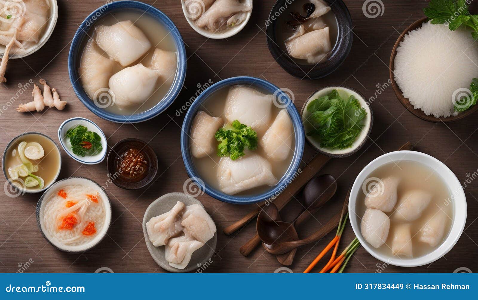 Soju Bottles And Korean Side Dishes On The Menu Stock Image ...