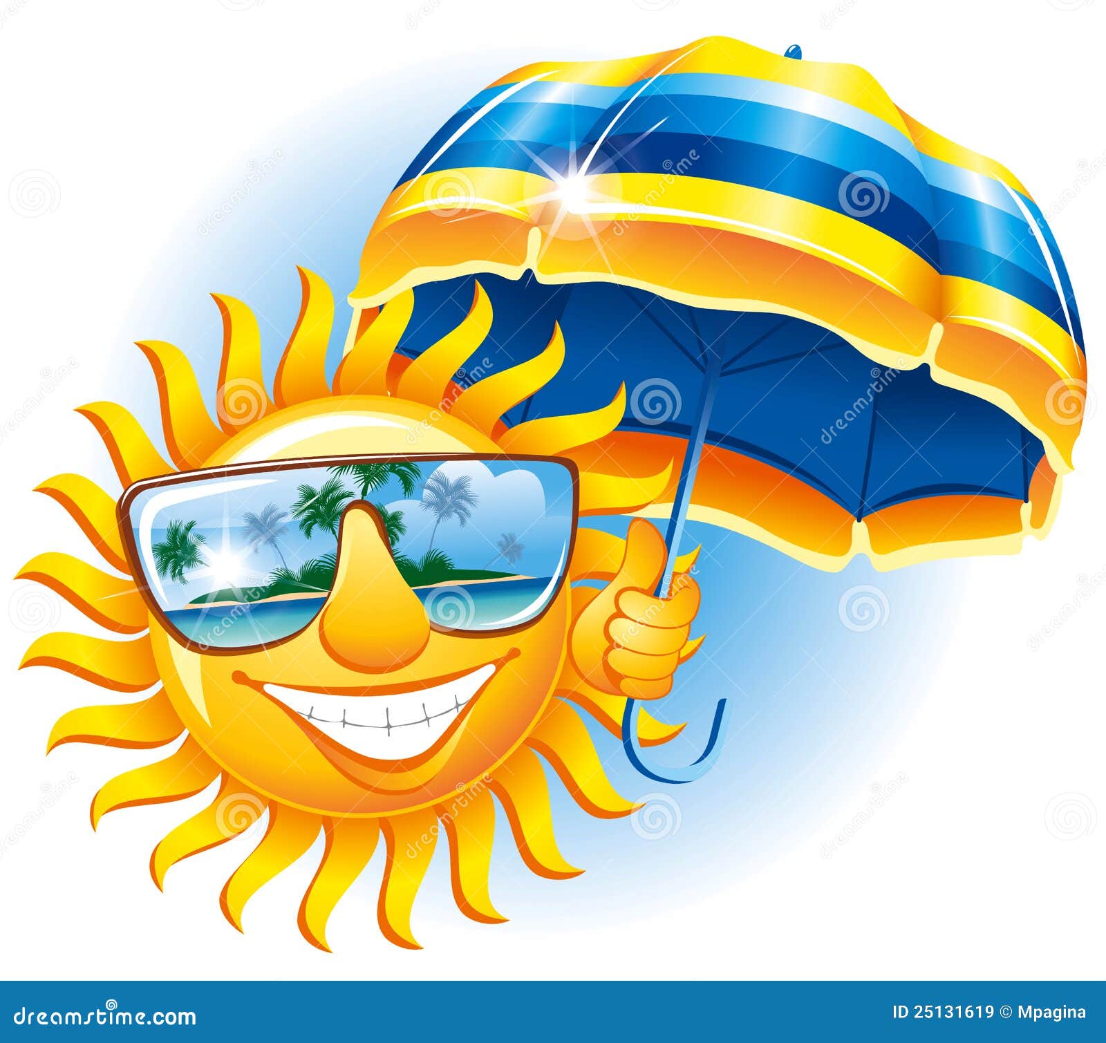 Sol alegre con un paraguas ilustración del vector. Ilustración de ...