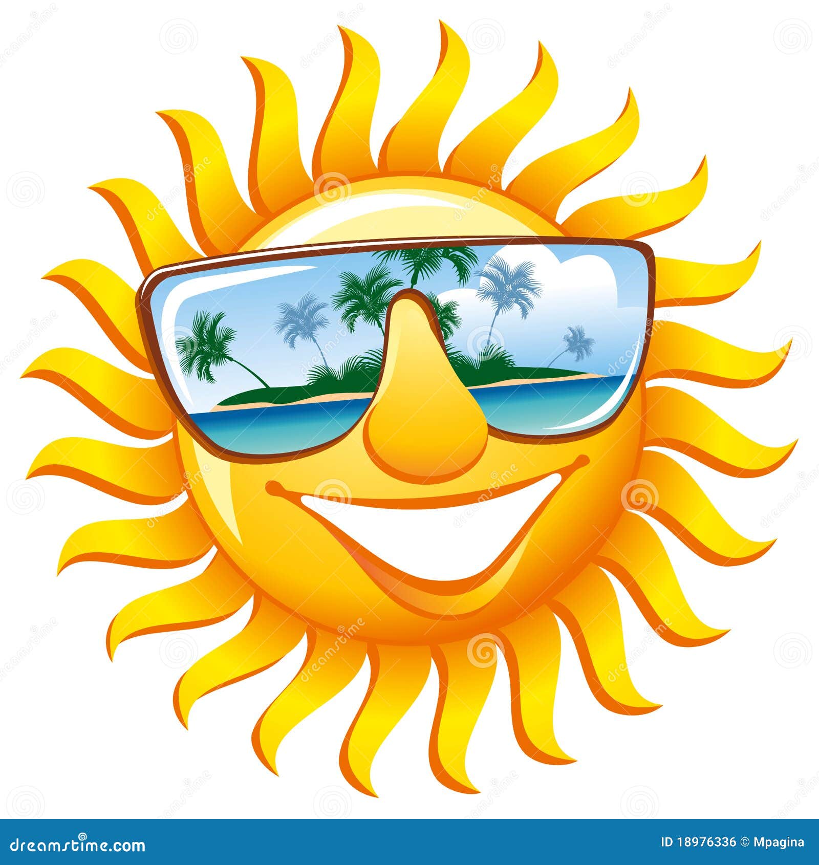 Sol alegre en gafas de sol ilustración del vector. Ilustración de ...