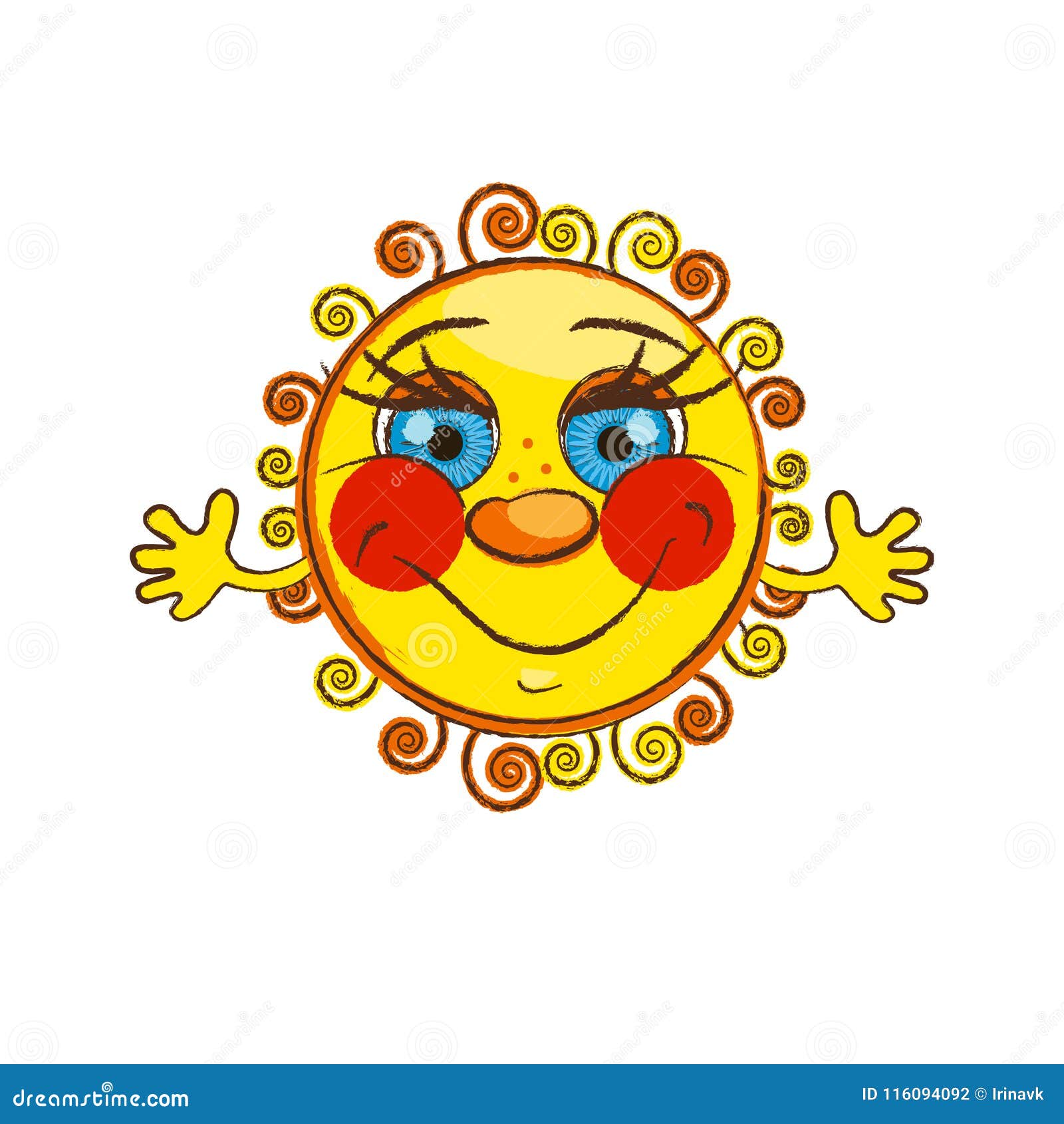 Sol alegre isolate Vetor ilustração stock. Ilustração de vetor - 116094092