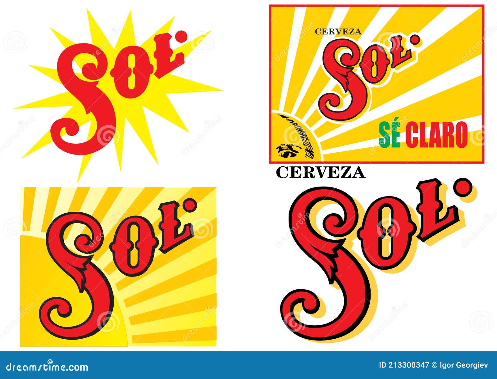 Sol Beer Etiquette Vector Illustration Poster Template Editorial ...