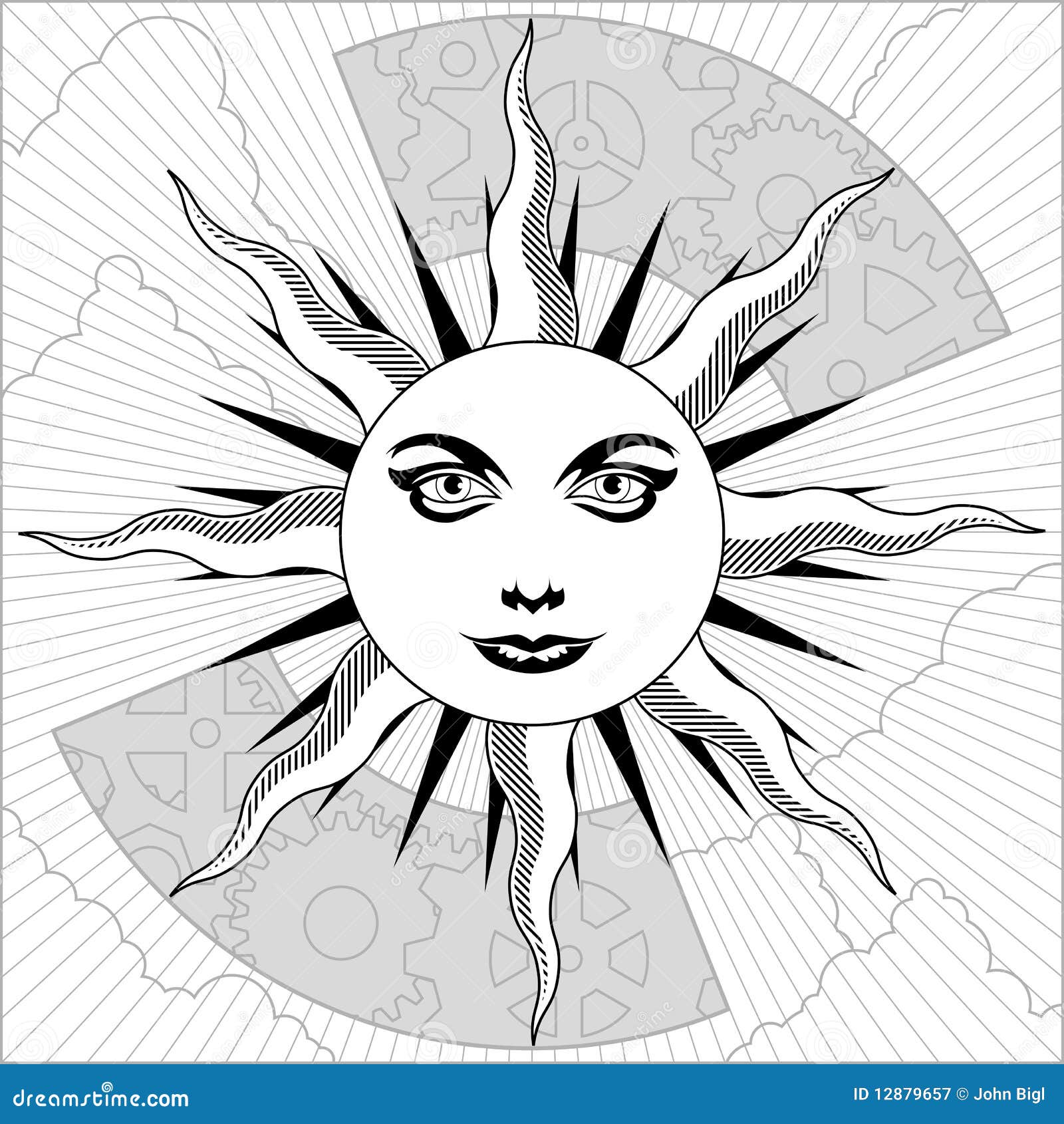 Sol blanco y negro ilustración del vector. Ilustración de espacio ...