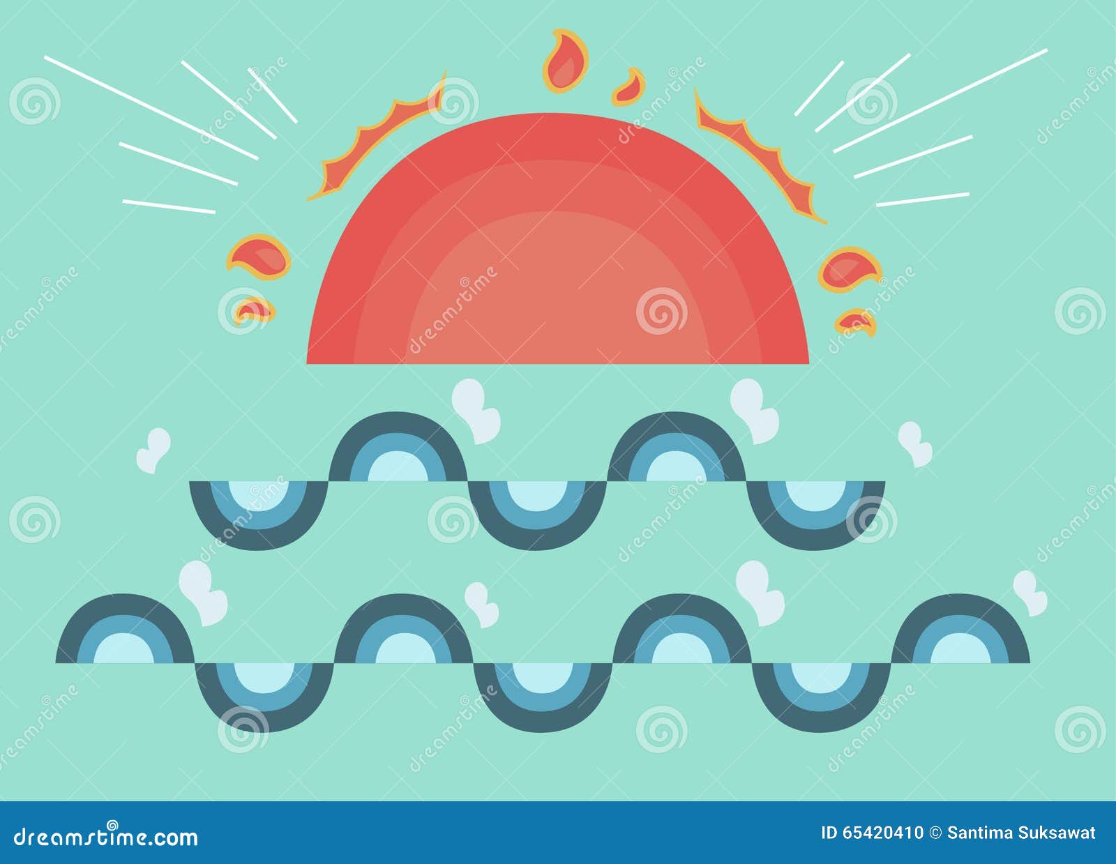 Sol bonito e onda ilustração do vetor. Ilustração de tecnologia - 65420410