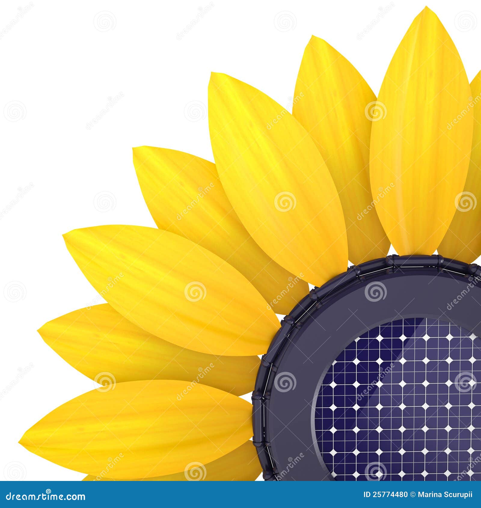 Sol- cell för solros 3d stock illustrationer. Illustration av värld ...