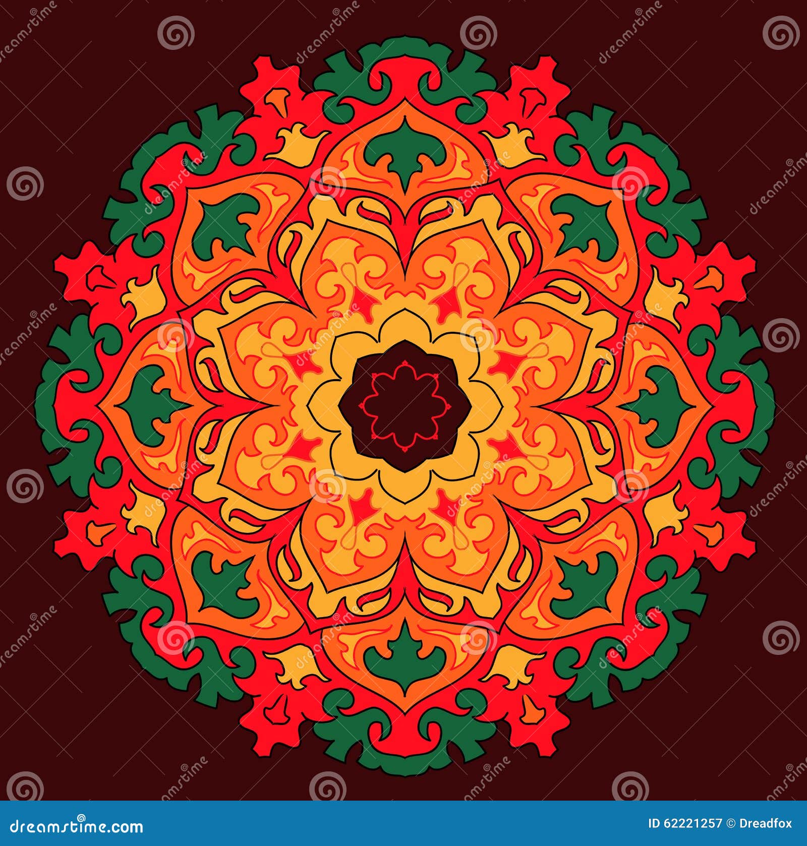 Sol Colorido Da Mandala Do Vetor Ilustração Stock - Ilustração de fundo ...