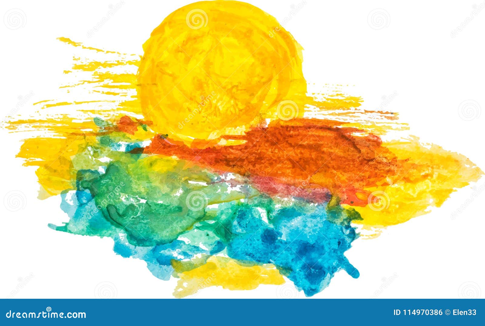 Sol de la acuarela ilustración del vector. Ilustración de vector ...