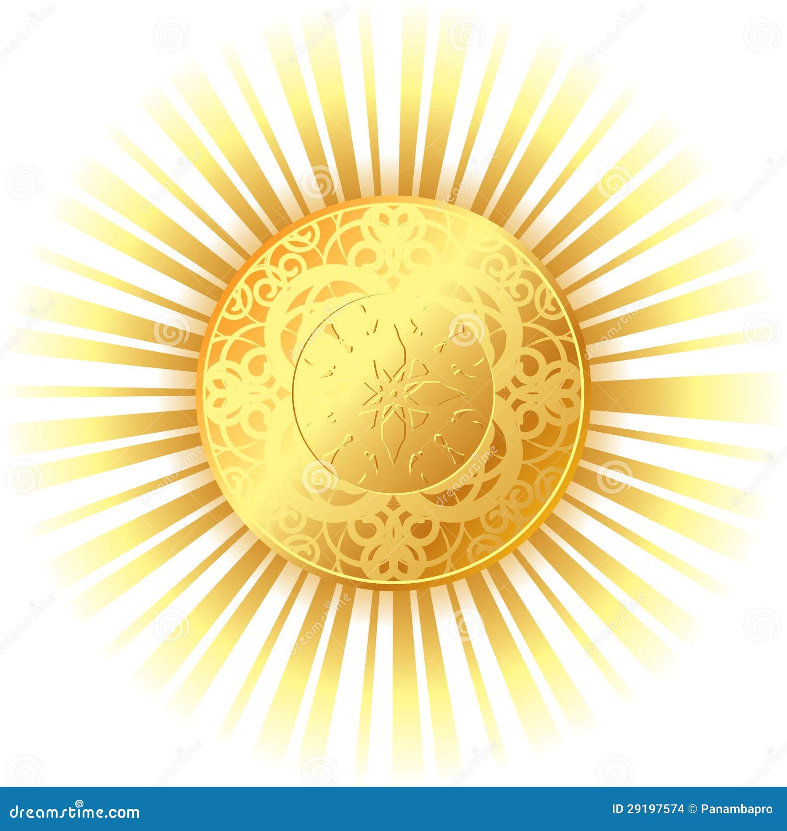 Sol del oro ilustración del vector. Ilustración de viga - 29197574