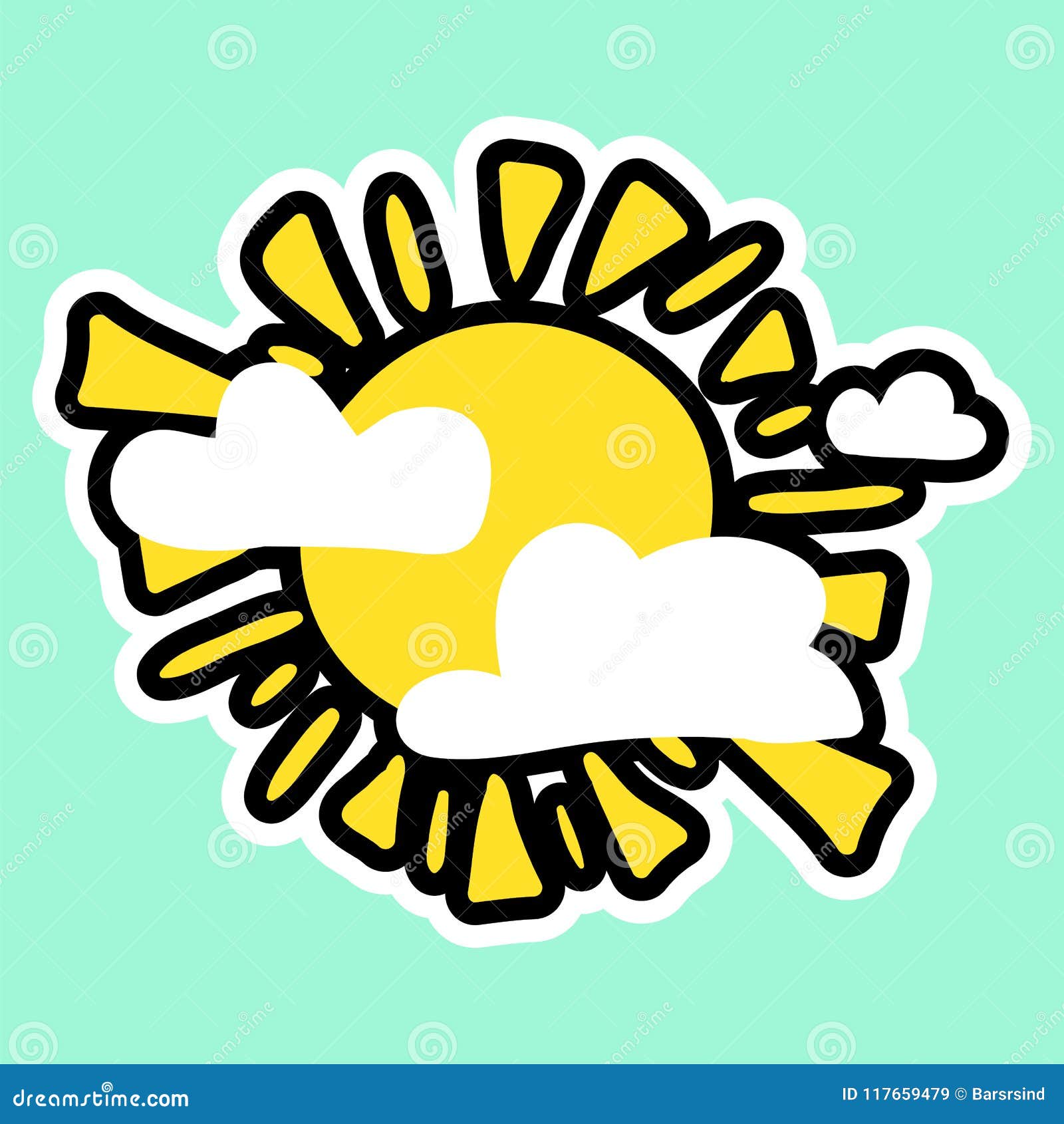 Sol Del Vector En Estilo De La Historieta Stock de ilustración ...