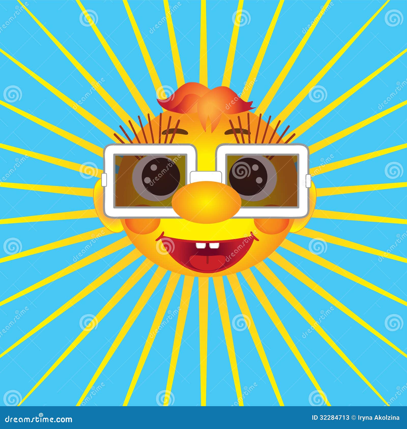 Sol divertido ilustración del vector. Ilustración de resorte - 32284713