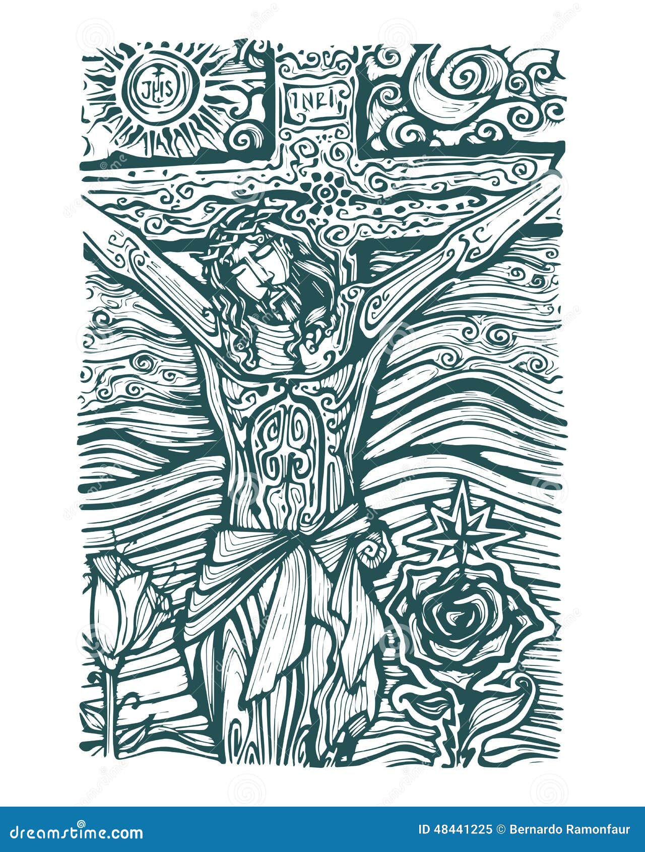 Sol e lua de Jesus ilustração do vetor. Ilustração de fundo - 48441225