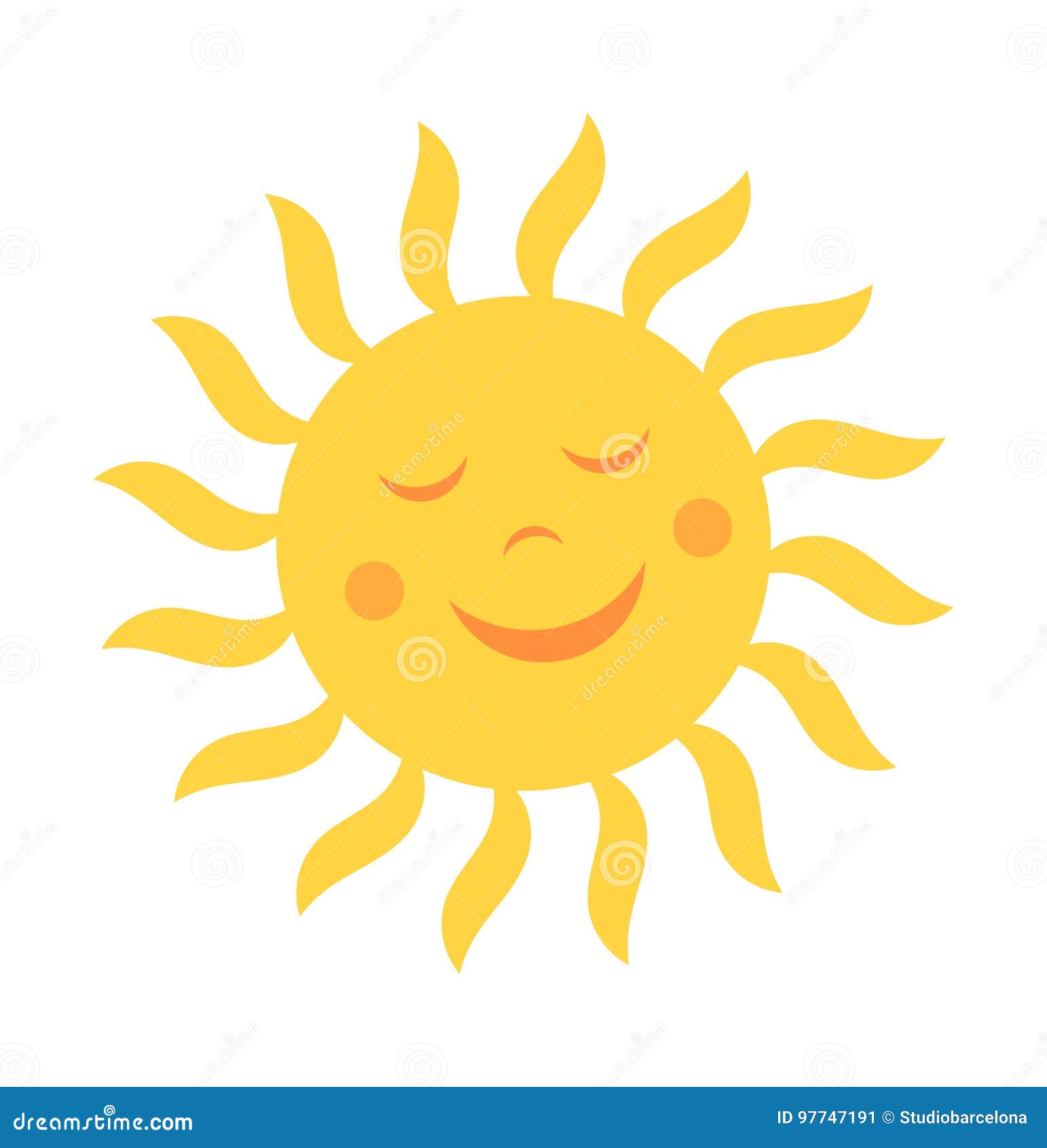 Sol lindo con sonrisa ilustración del vector. Ilustración de aislado ...