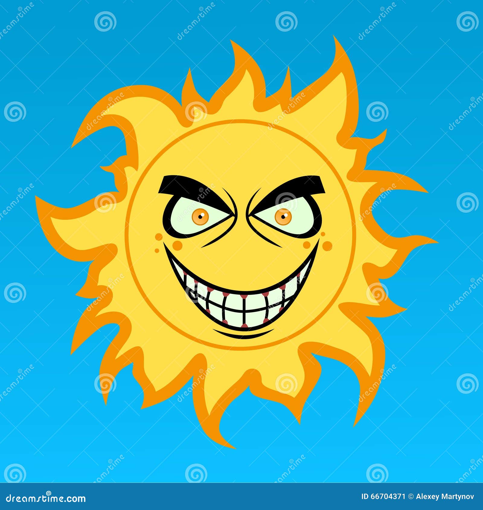 Sol loco de la historieta ilustración del vector. Ilustración de verano ...