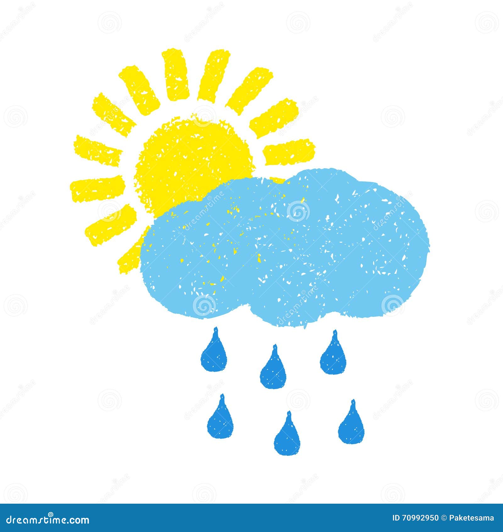 Sol, moln och regn stock illustrationer. Illustration av konst - 70992950