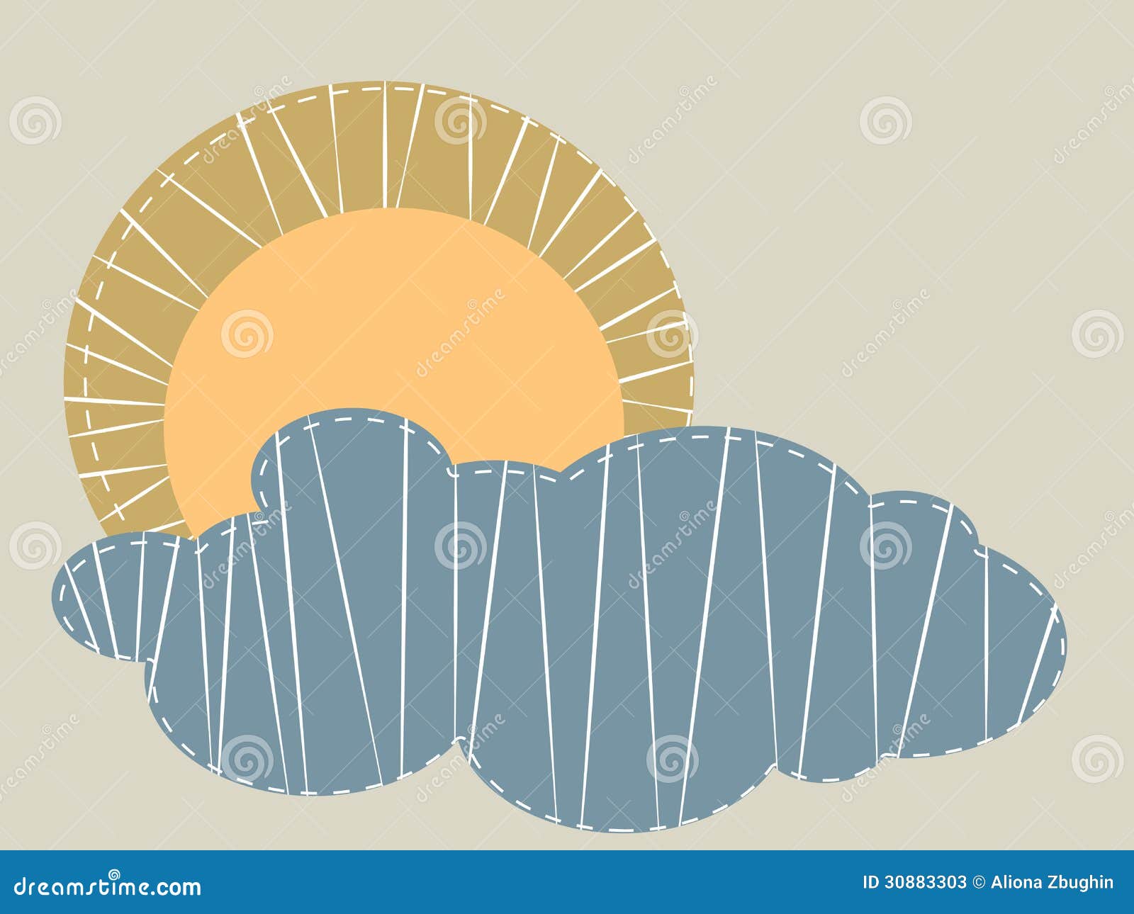 Sol och moln vektor illustrationer. Illustration av sommar - 30883303