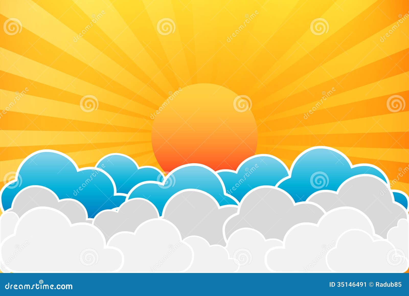 Sol och moln vektor illustrationer. Illustration av oklarhet - 35146491