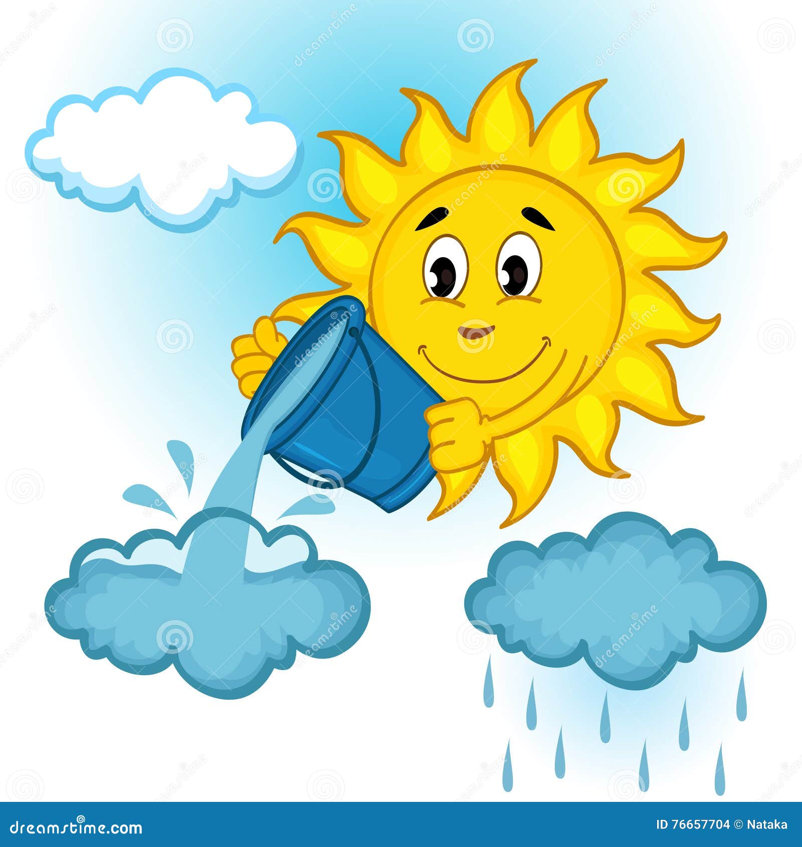 Sol och moln med regn vektor illustrationer. Illustration av ...