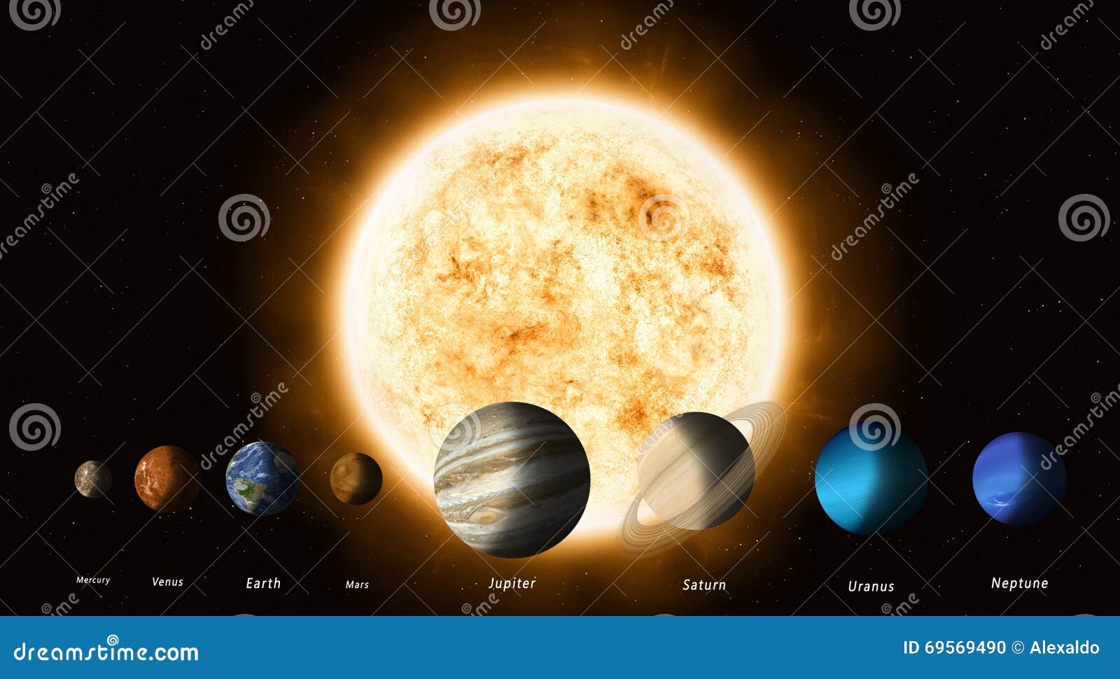 Sol Och Planeter Av Solsystemet Stock Illustrationer - Illustration av ...