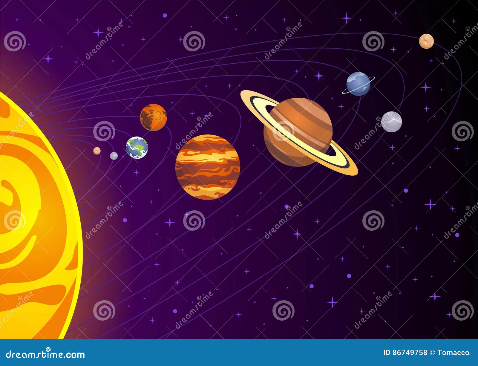 Sol Och Planeter Av Solsystemet Stock Illustrationer - Illustration av ...