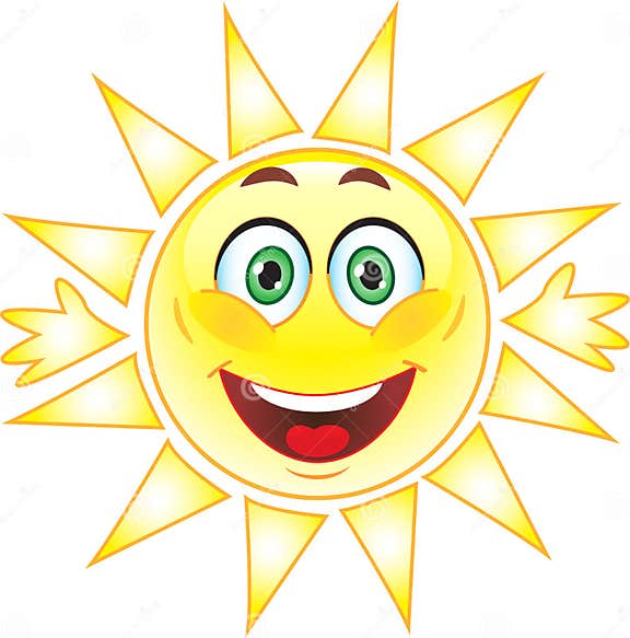 Sol Smiley. Symbol. stock illustrationer. Illustration av varmt - 31153887